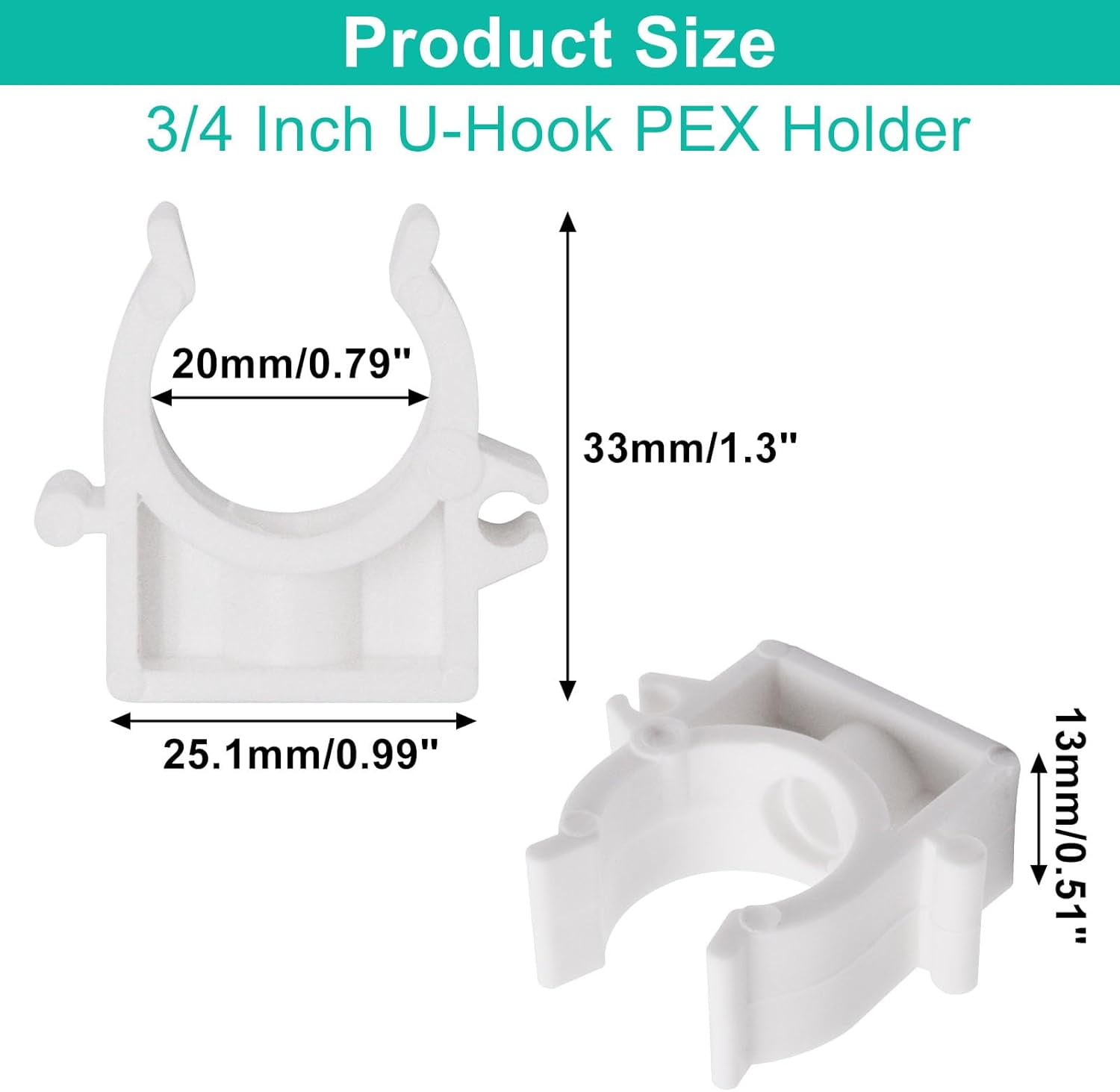 OPVM-24Pcs Pipe Clamps 3/4 inch (20mm), Pipe Hangers PVC Water Pipe ...