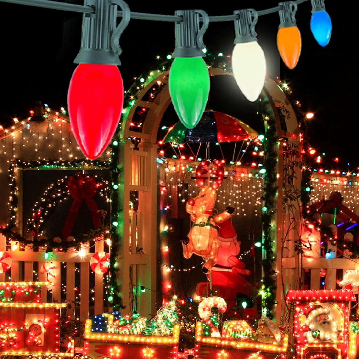 OPVM-25 Pack C7 LED Christmas Replacement Bulbs, Multicolour, 0.6Watt ...