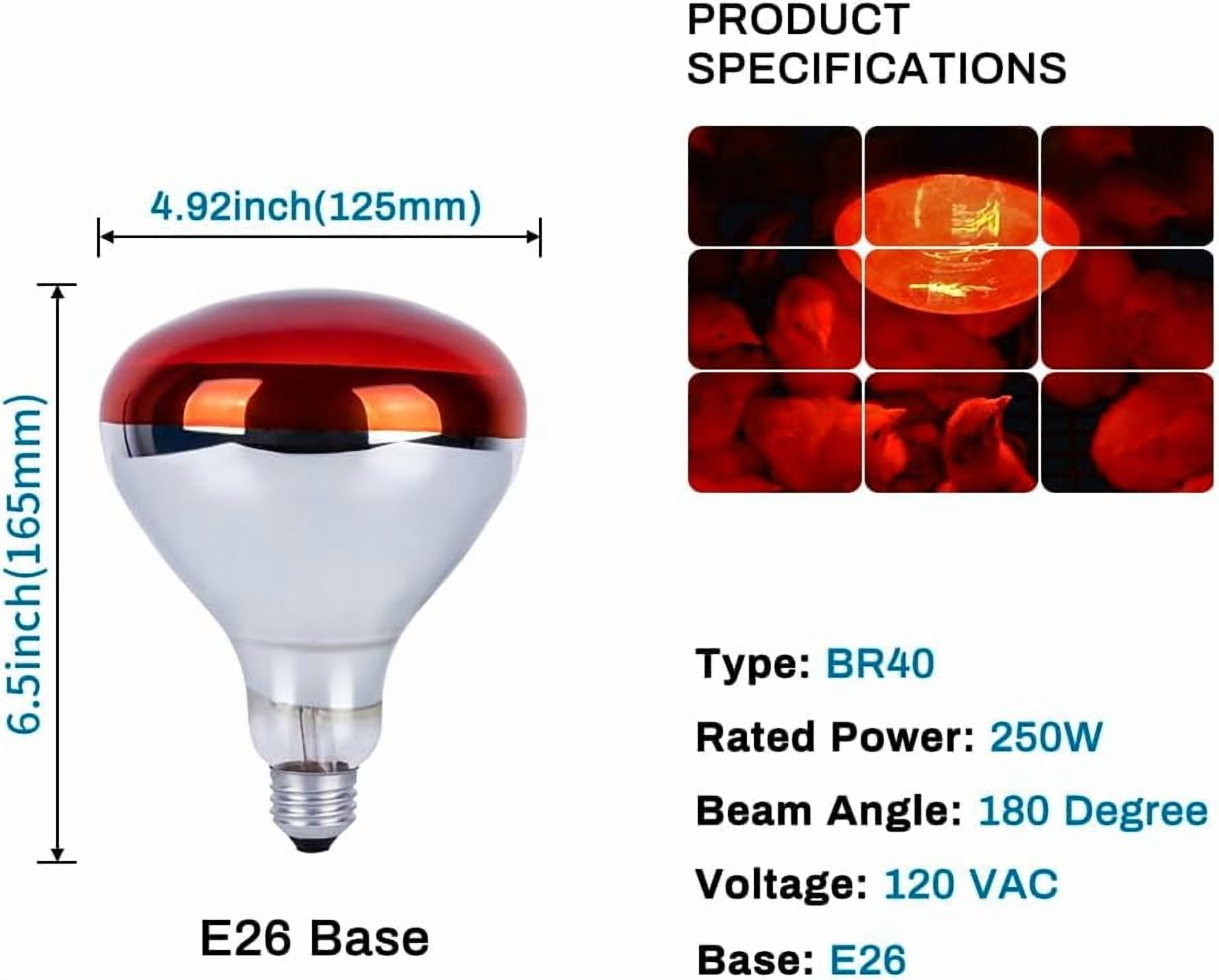 OPVM-250 Watt Heat Lamp Bulbs for Chicks, R40 Brooder Heat Lamp for ...