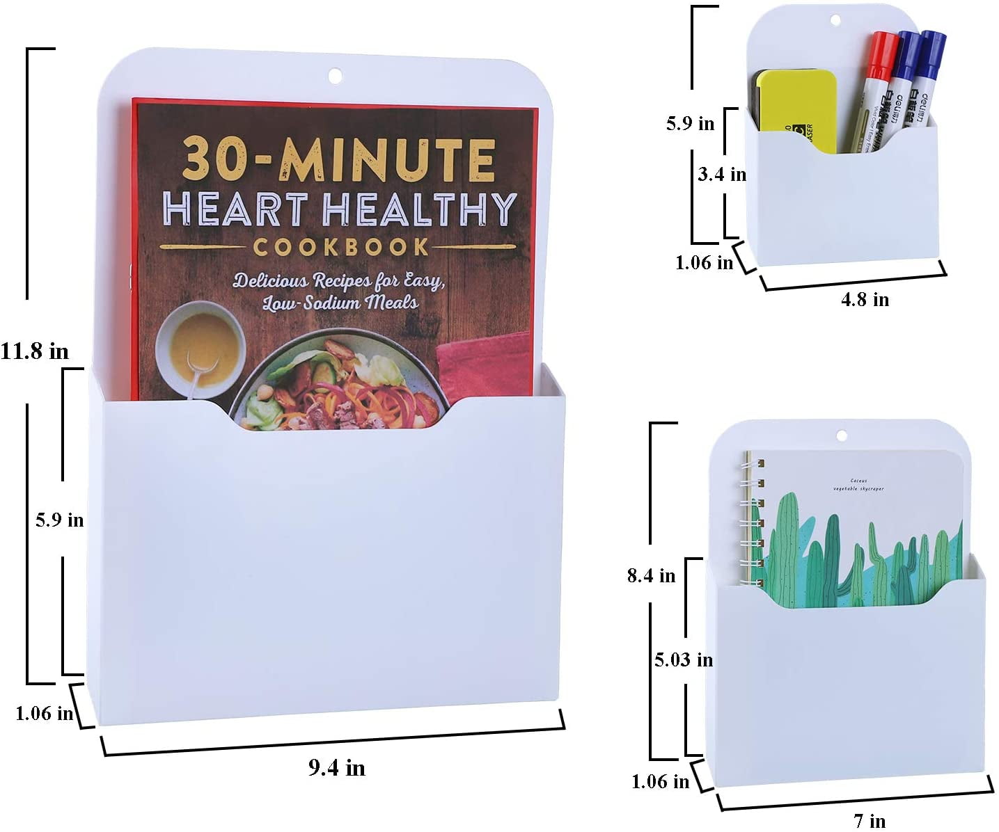 OPVM-3 Pack Magnetic File Holder Magnetic Wall File Organizer ...