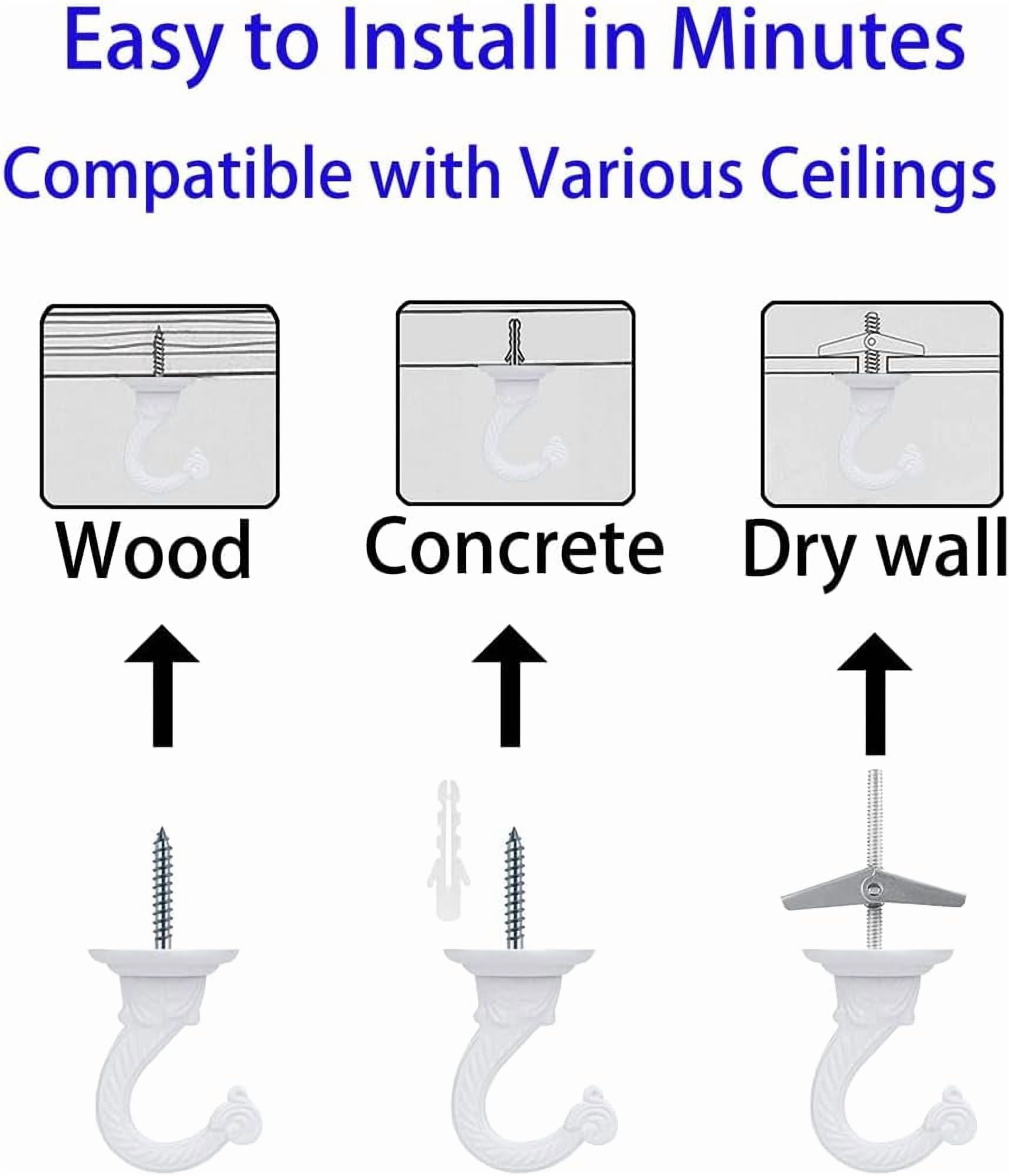 OPVM-3 Sets Large Swag Ceiling Hooks Heavy Duty Swag Hook with Hardware ...