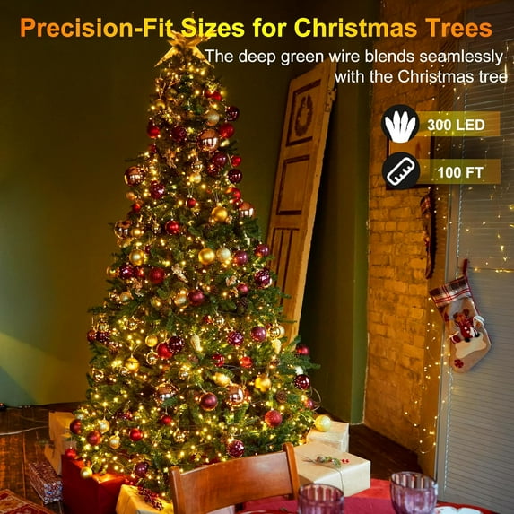 OPVM-300LED String Lights - Indoor/Outdoor Use, 8 Modes, 100FT Fairy ...