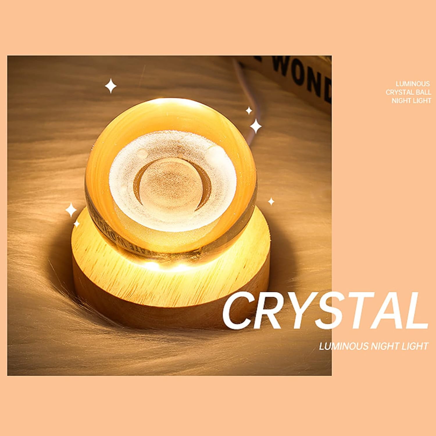 OPVM-3D Solar System Crystal Ball Night Light for Kids Glass Ball Night ...