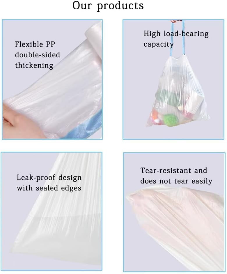 OPVM-4 Gallon Trash Bag, Drawstring small trash Bags 180 Count,Small ...