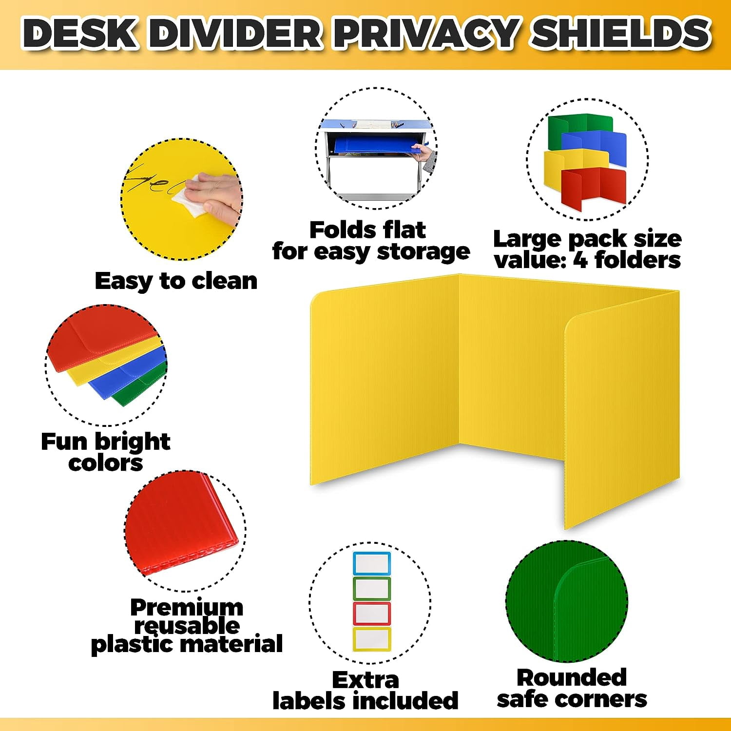 OPVM-4 Pack Classroom Privacy Shields Desk Dividers for Student Desks ...