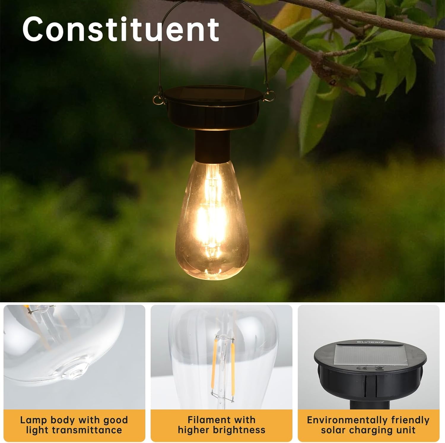 OPVM-4 Pack Solar Hanging Lights - Replacement Top with Bulb (2.75 Inch ...