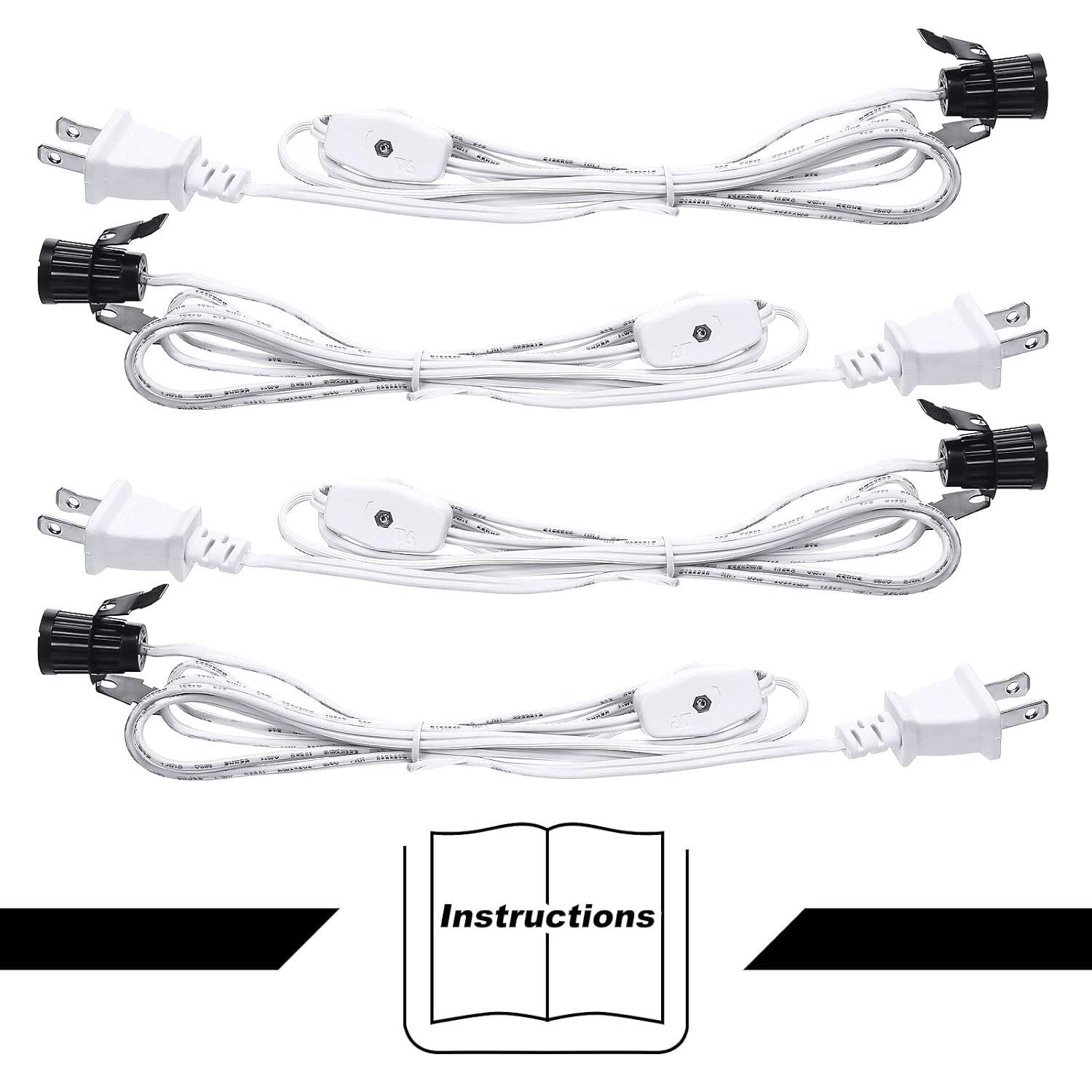 OPVM-4 Pcs Single Light Replacement Clip in Lamp Cord with Switch ...