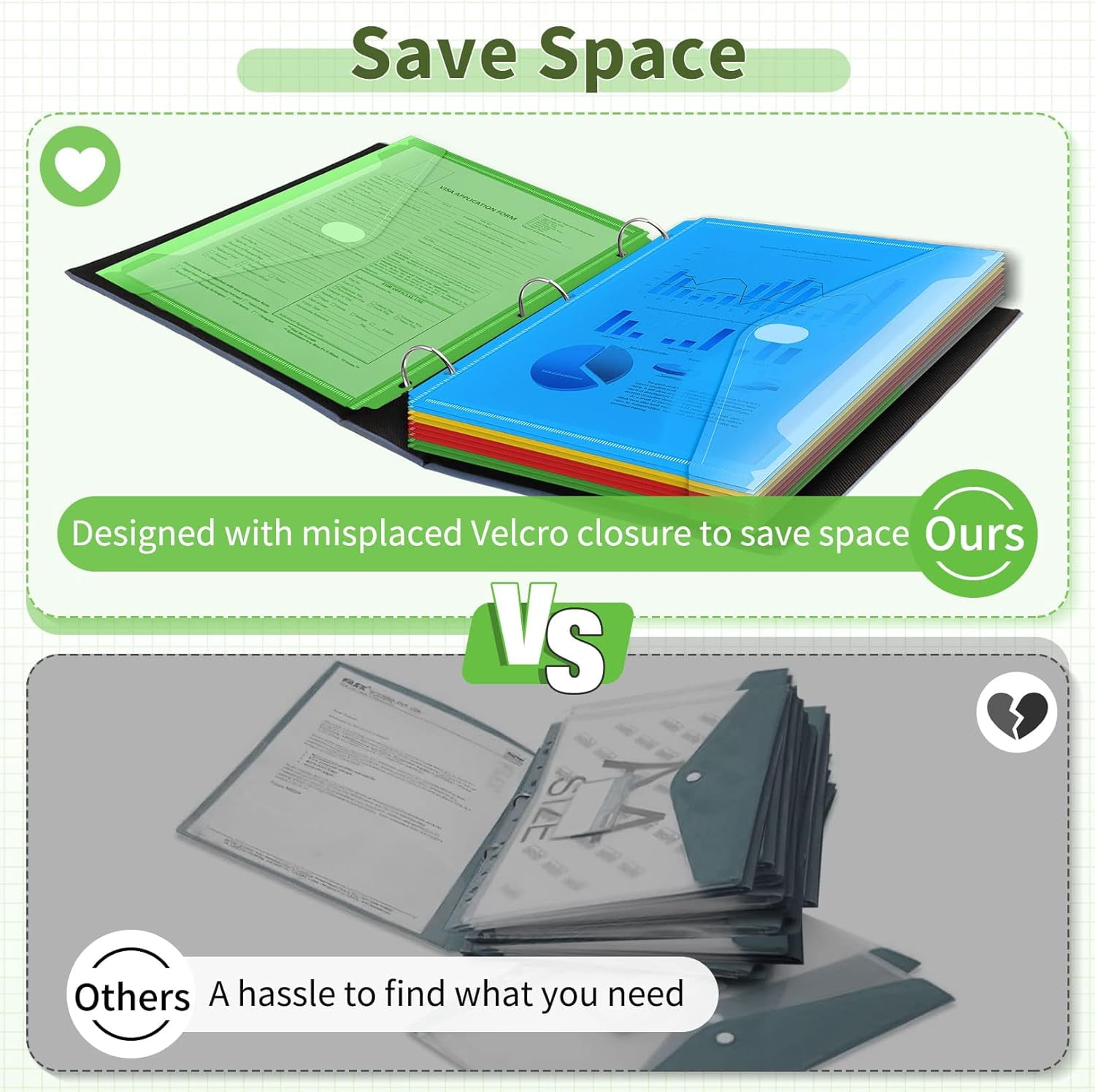OPVM-48 Pack Binder Folders Organizer with Space-Saving Closure, Super ...