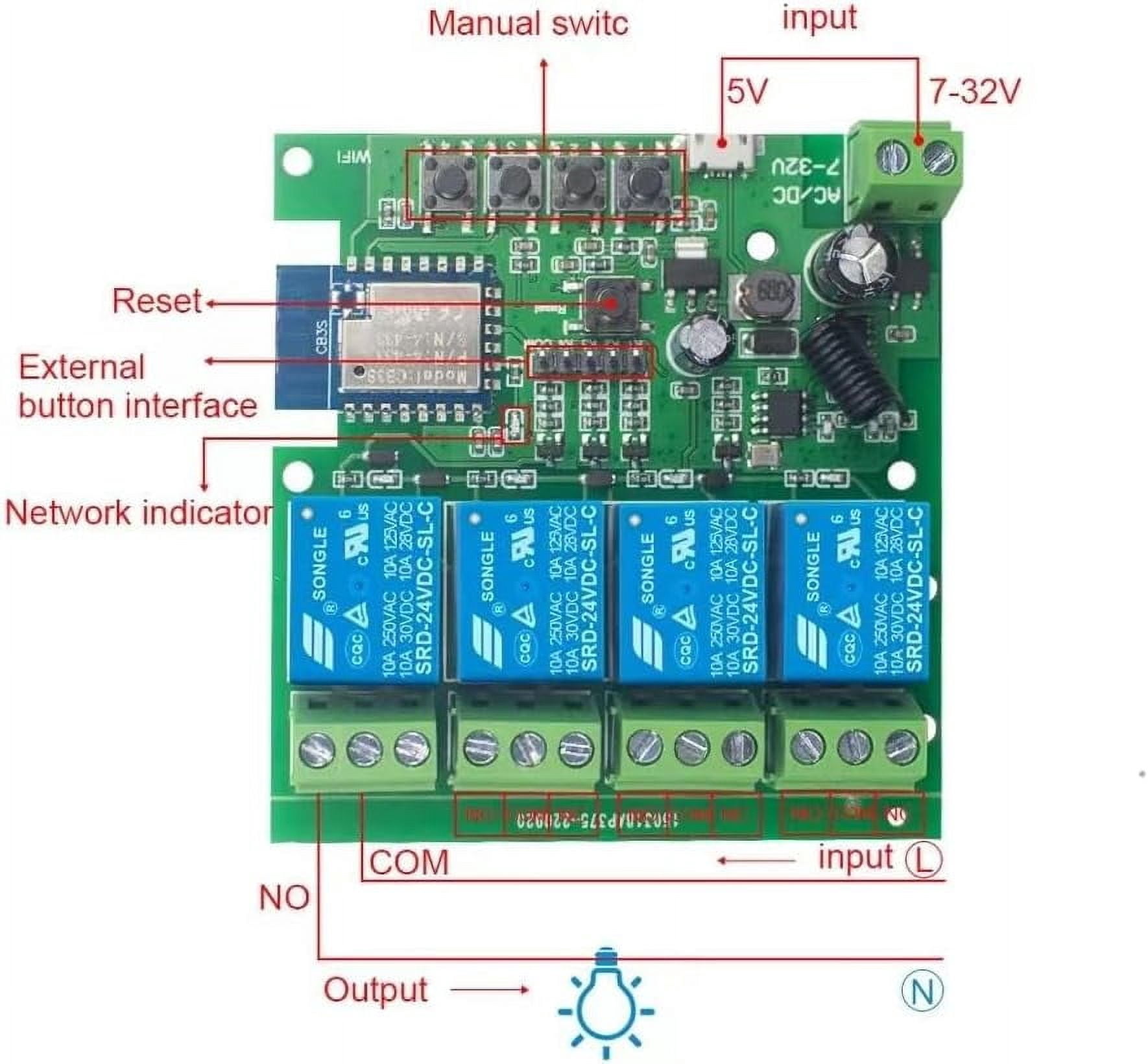 OPVM-4CH Wireless Relay Module | Smart Home Control | Remote Switch ...