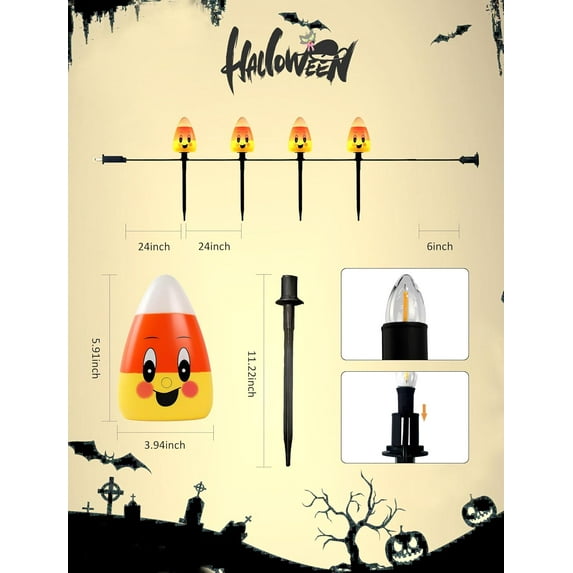 OPVM-5 Pack Enchanting Candy Corn Pathway Lights Outdoor, UL Certified ...