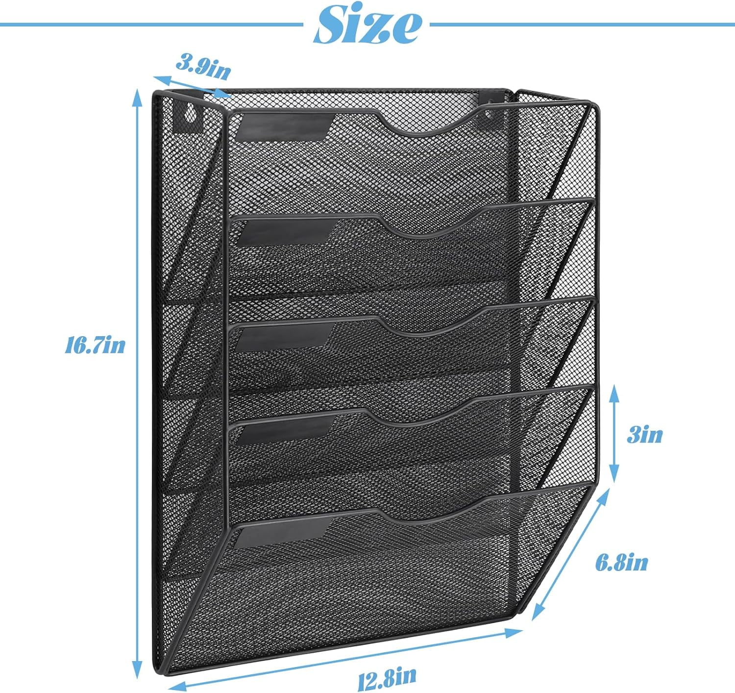 OPVM-5 Tier Hanging Wall File Holder, Metal Mesh File Organizer, Mail ...