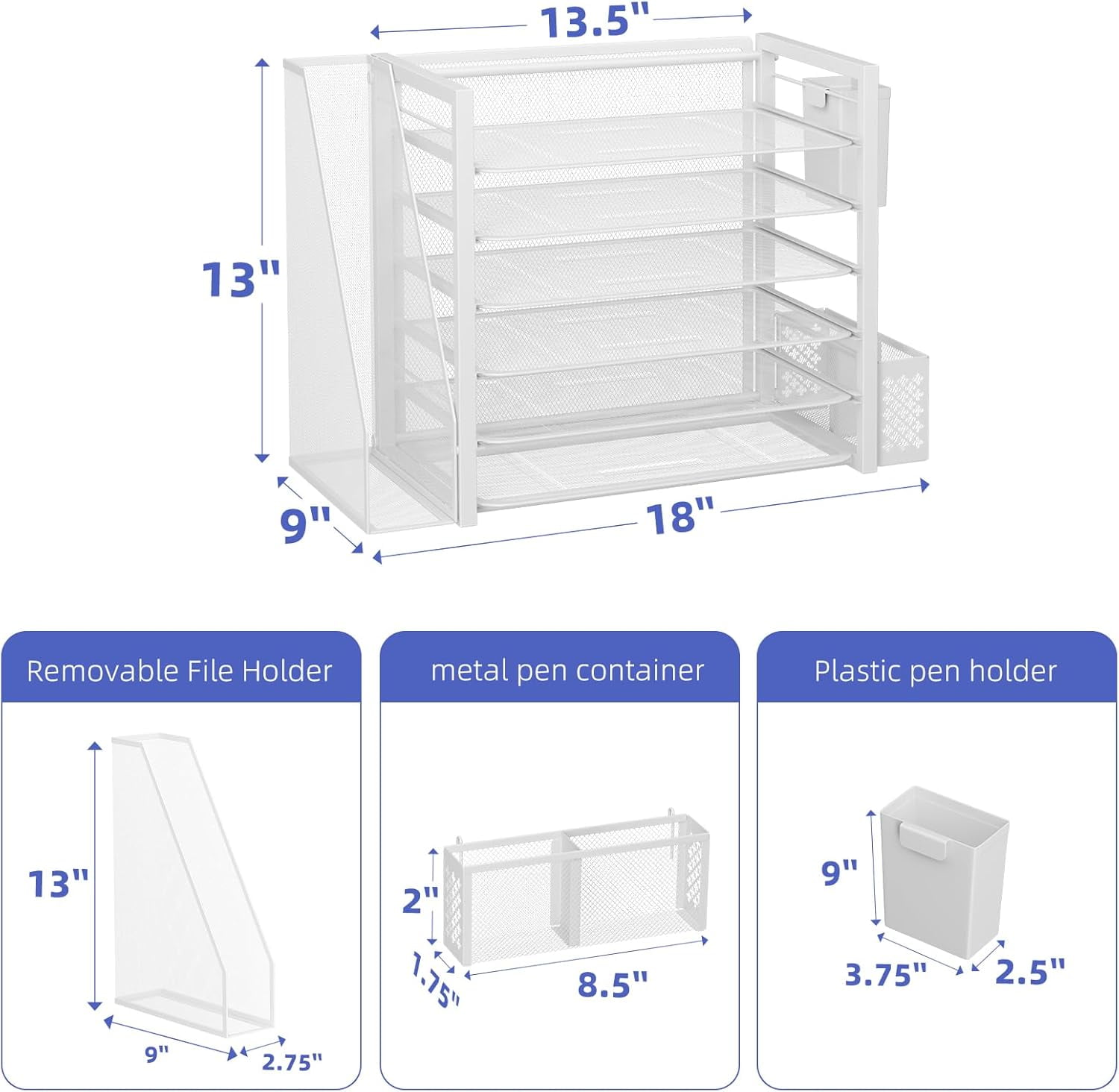 OPVM-6 Tier Desk File Organizer, Paper Letter Tray Organizer with File ...
