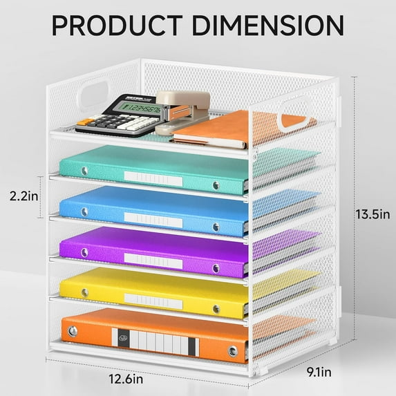 OPVM-6 Tray Paper Organizer Letter Tray with Handle - Mesh Desk File ...