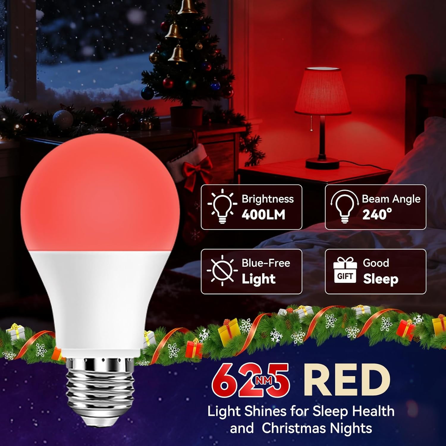 OPVM-625nm Red Light Bulbs for Sleep 3W, 100% Blue Light Blocking Light ...