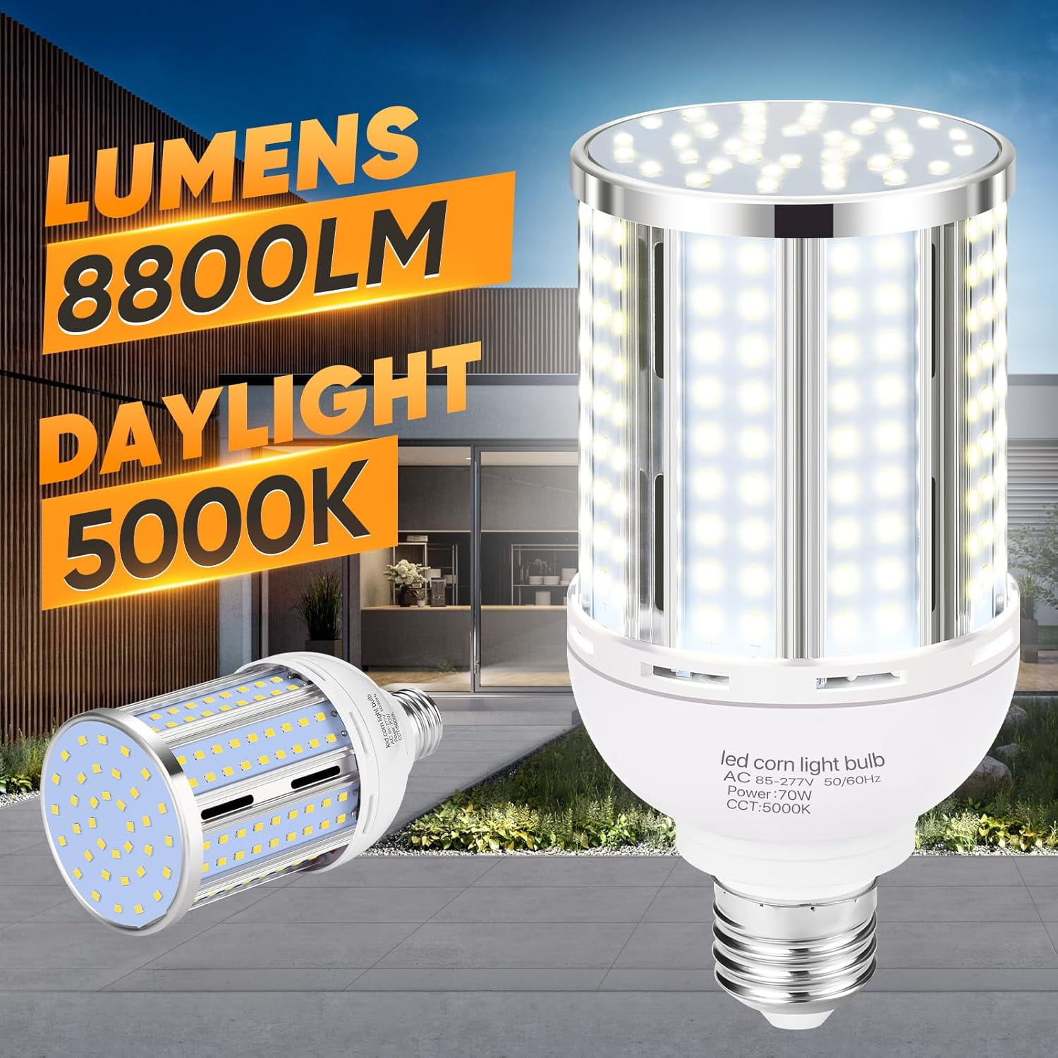 OPVM-70W LED Corn Light Bulb(2 Pack),(700 Watt Equivalent) Fanless E26 ...