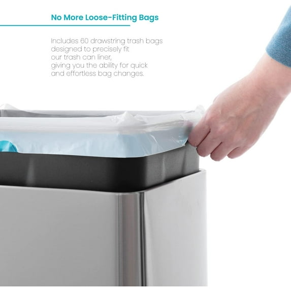 OPVM-8 Gallon Kitchen Trash Bags with Drawstring Handles, Heavy Duty ...