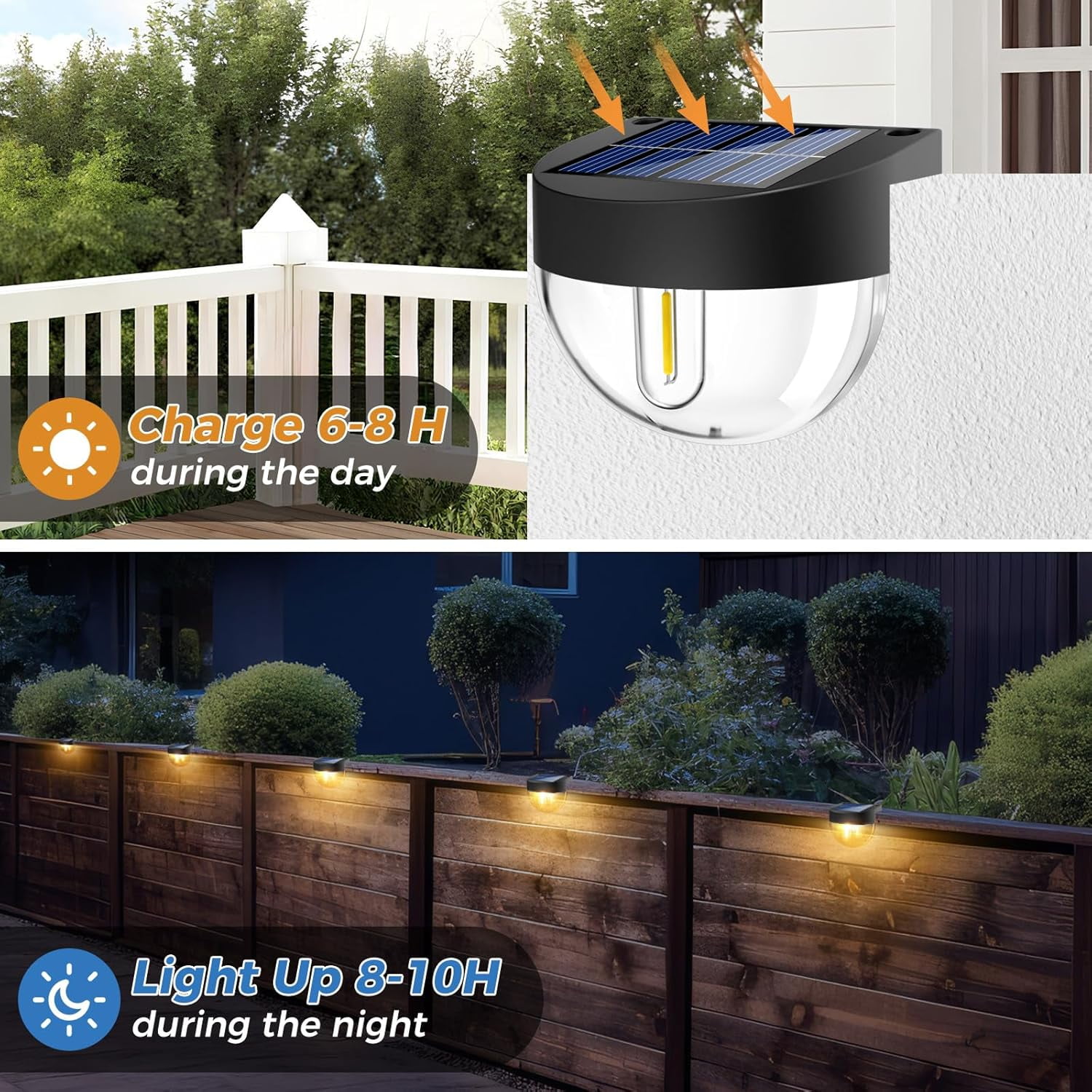 OPVM-8 Pack Solar Deck Lights Outdoor Waterproof, Retro LED Patio ...