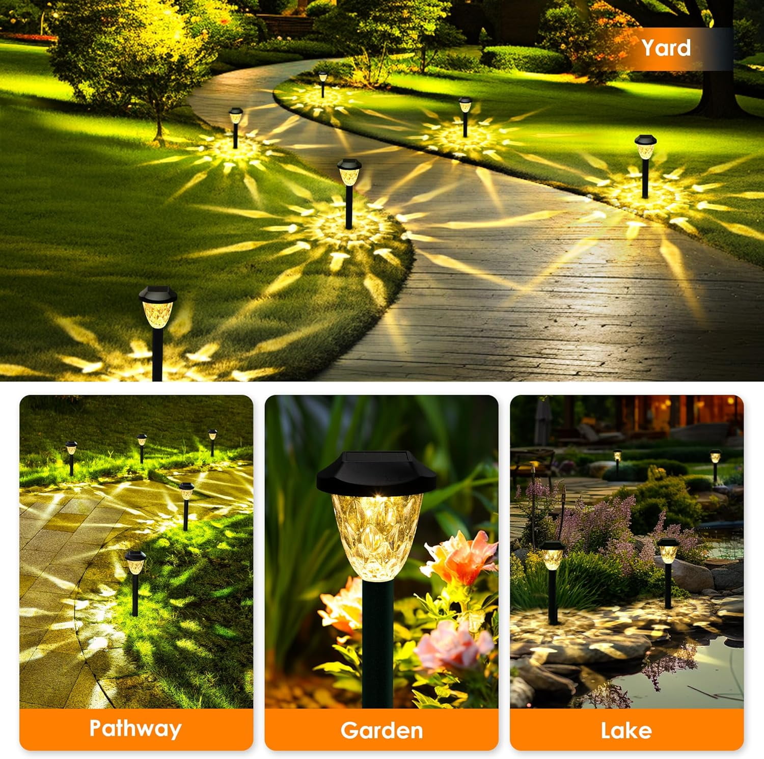 OPVM-8 Pack Solar Lights Outdoor, Solar Pathway Lights with Great ...