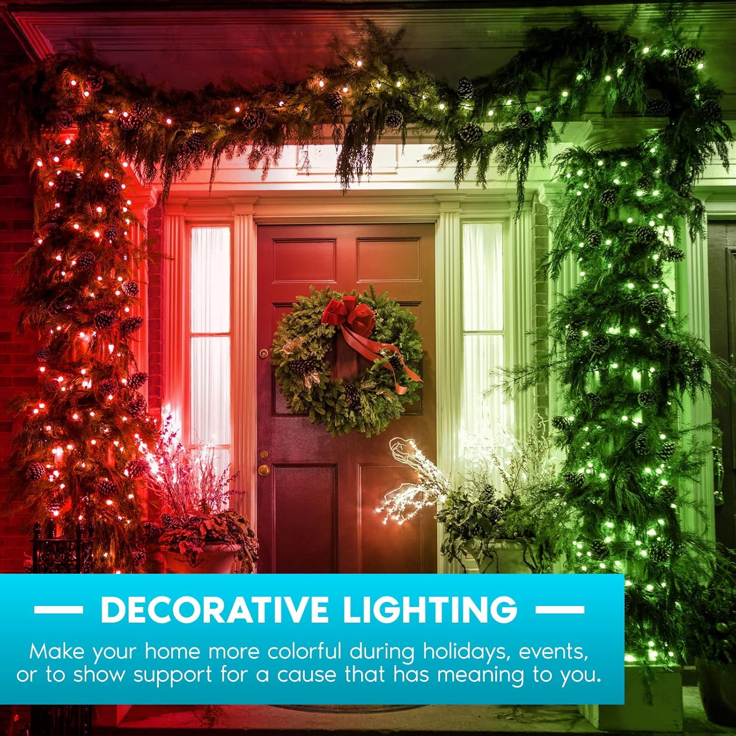 OPVM-A19 Christmas LED Red and Green Light Bulb, 60W Equivalent, Non ...
