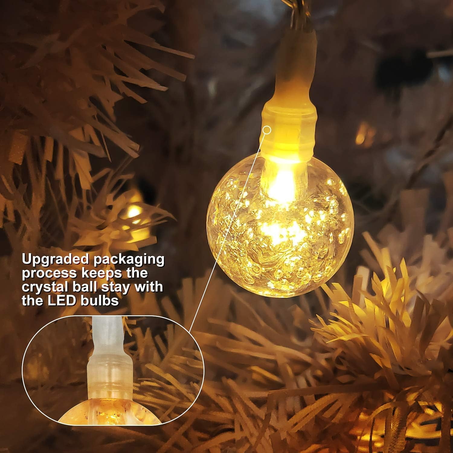OPVM-Battery Operated Globe String Lights 16FT Waterproof 30 LED 8 ...