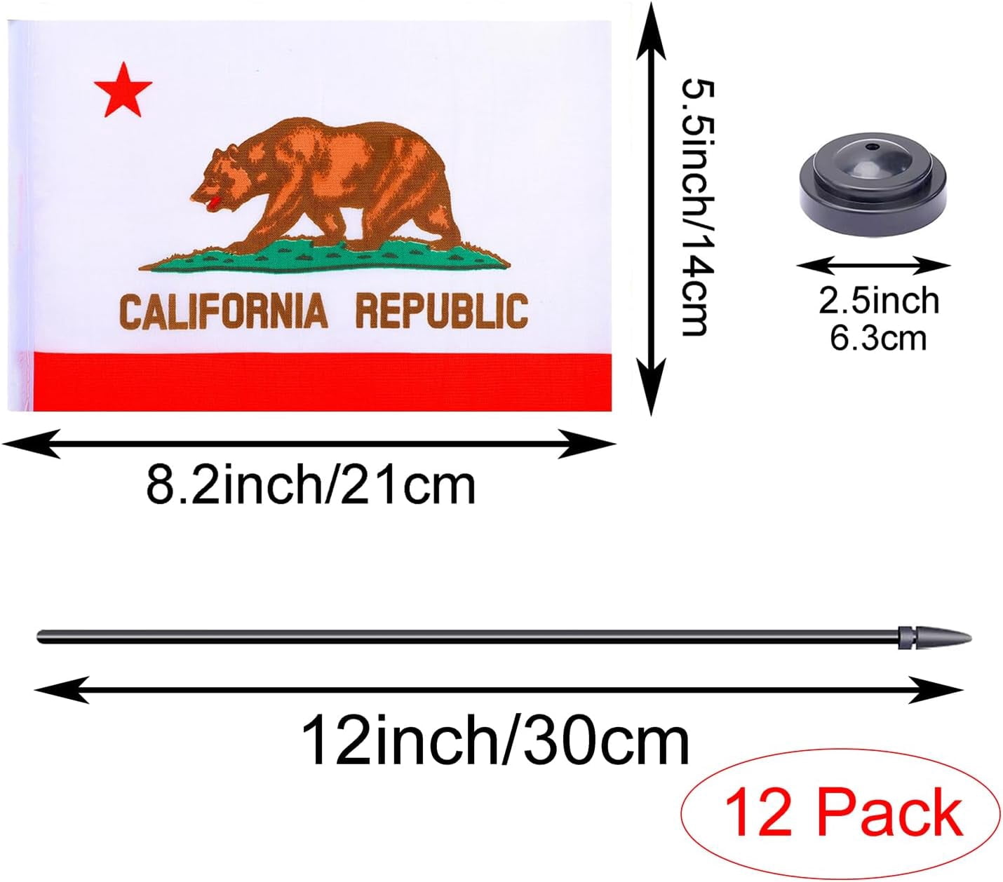 OPVM-California Flag Banner USA California Desk Flag Set Small Mini ...