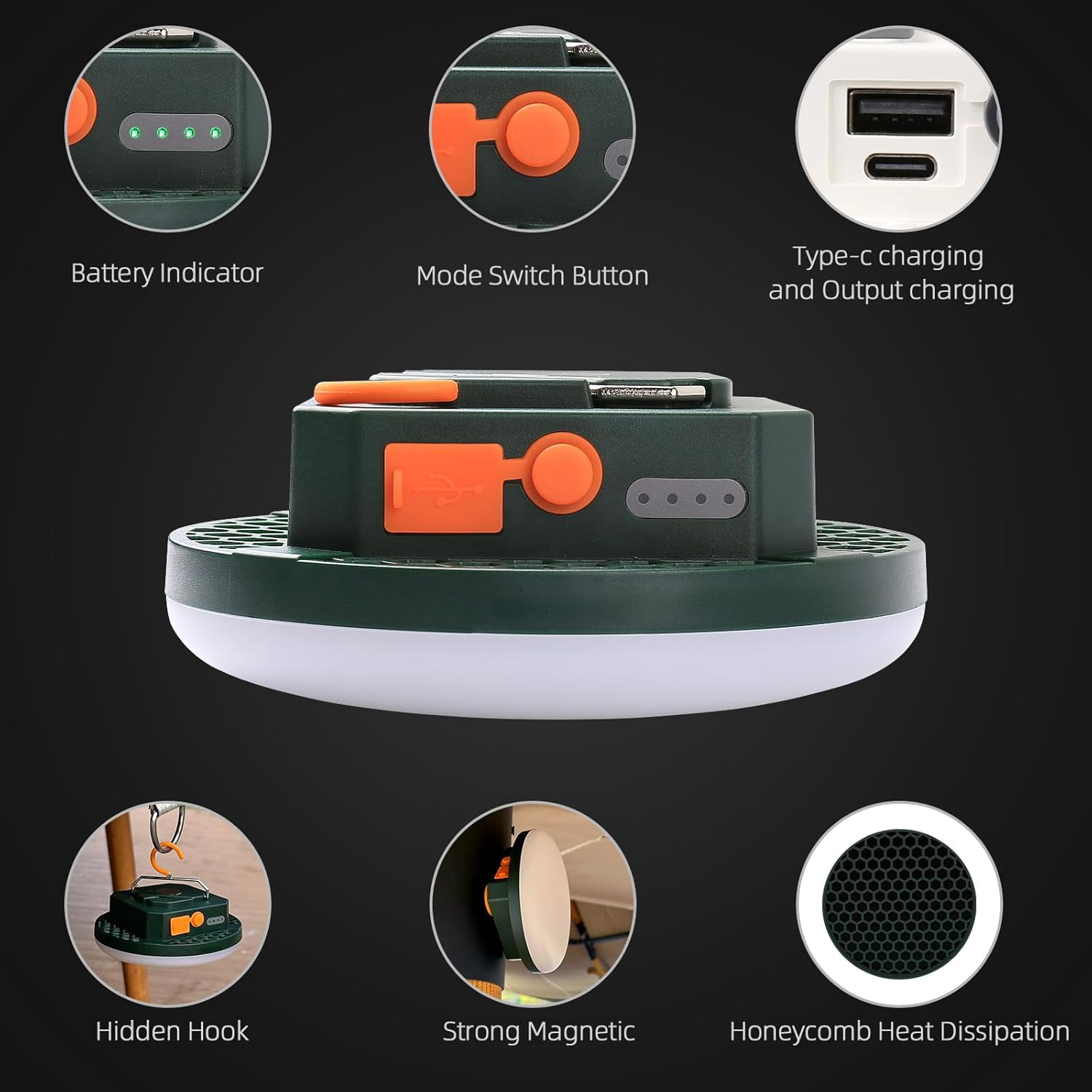 OPVM-Camping Pop up Tent Light for Hanging, LED Rechargeable Portable ...