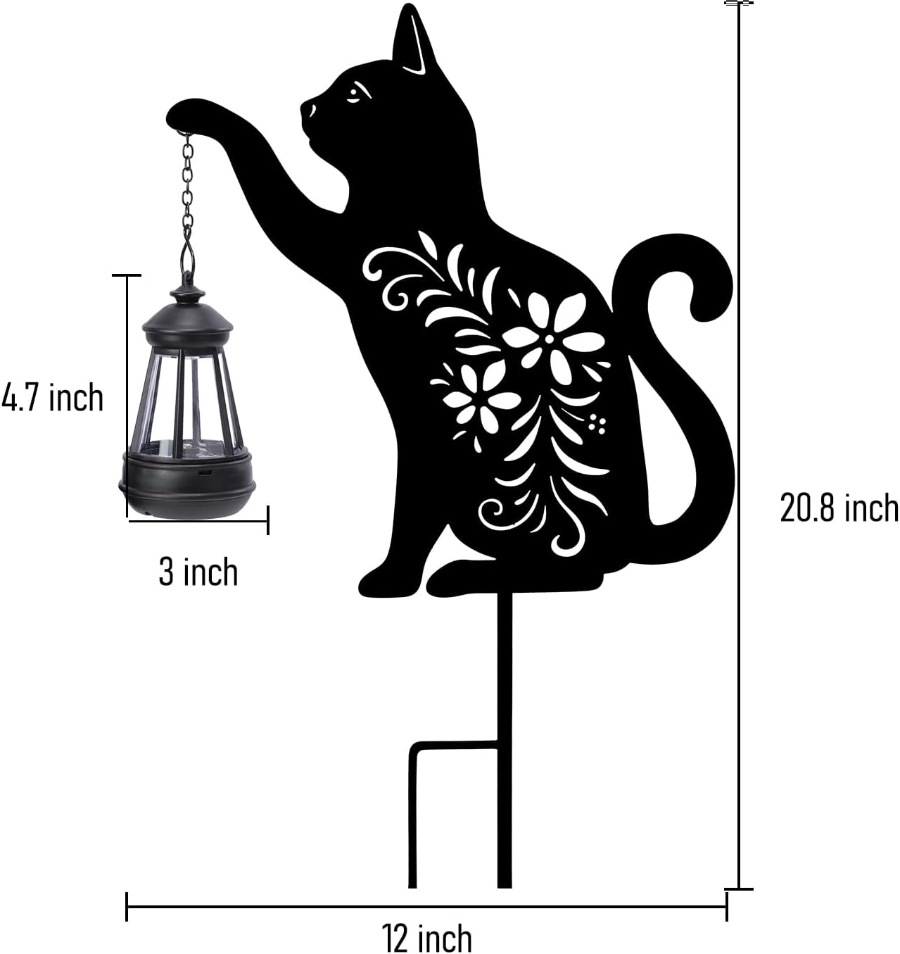 OPVM-Cat Solar Light Outdoor Garden Decoration, Waterproof Metal Stake ...