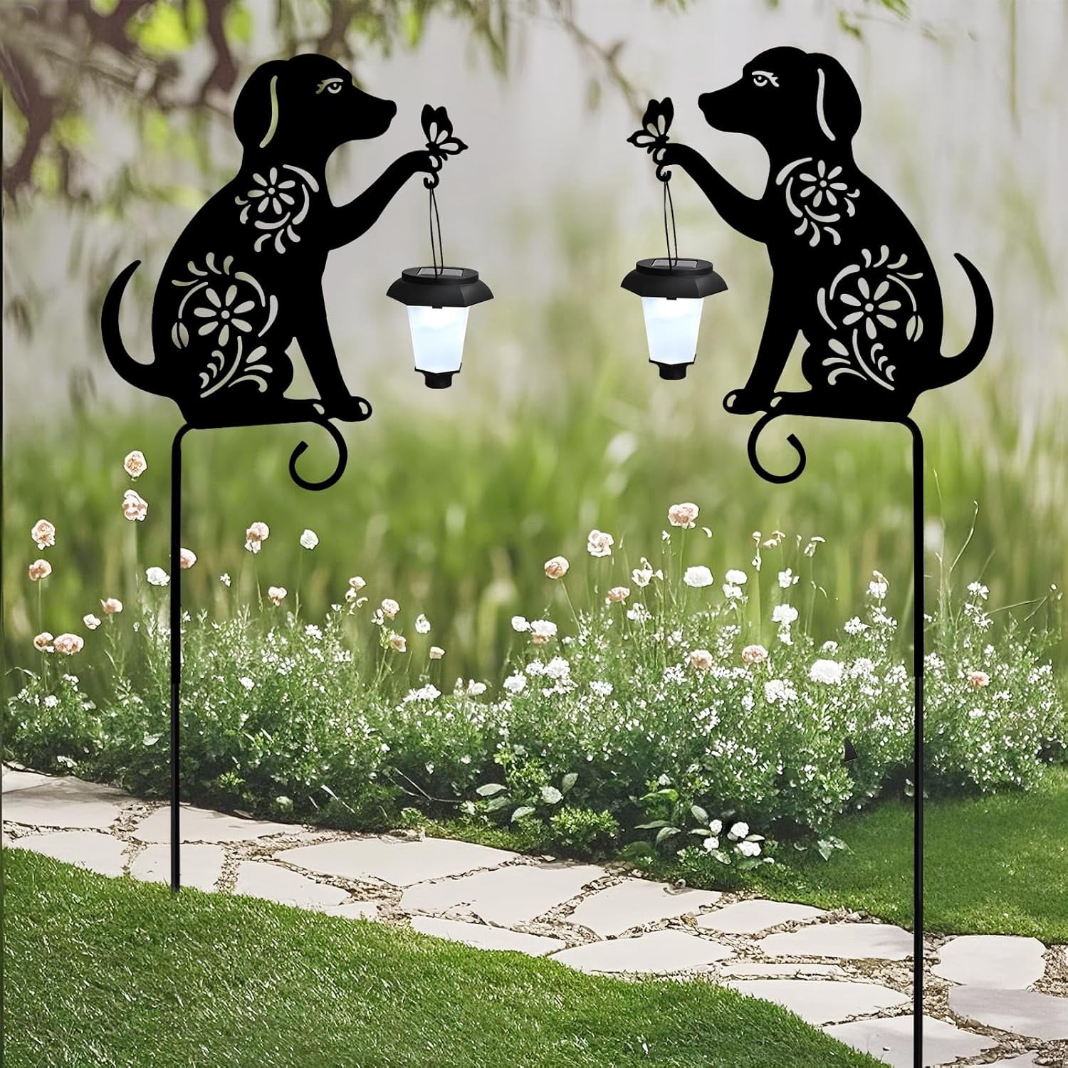 OPVM-Cat Solar Lights Outdoor Garden Decoration, Solar Cat Garden ...