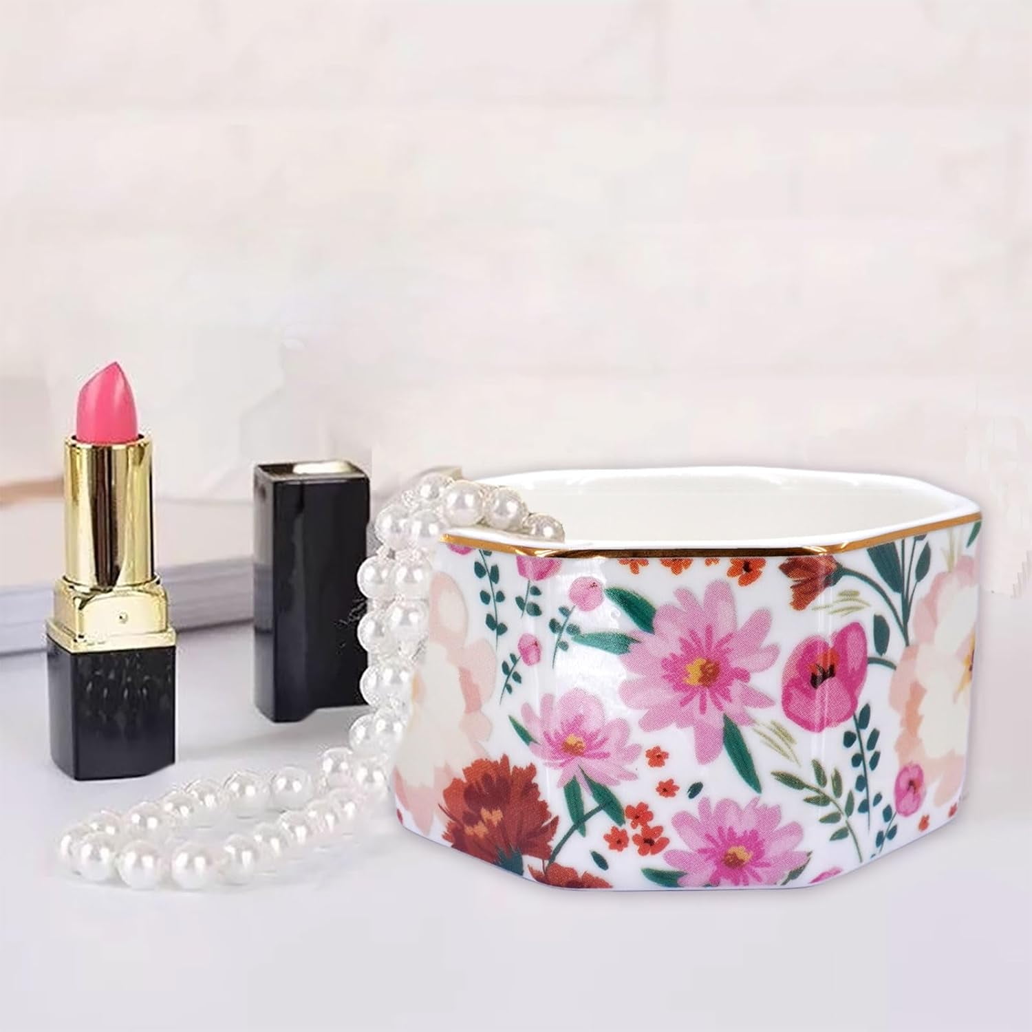 OPVM-Ceramic Paper Clip Holder Gold Line Paper Clip Dispenser Organizer ...