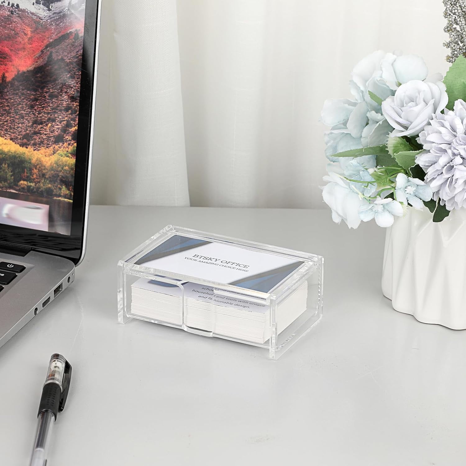 OPVM-Clear Acrylic Business Card Storage Box with Display Lid, Business ...