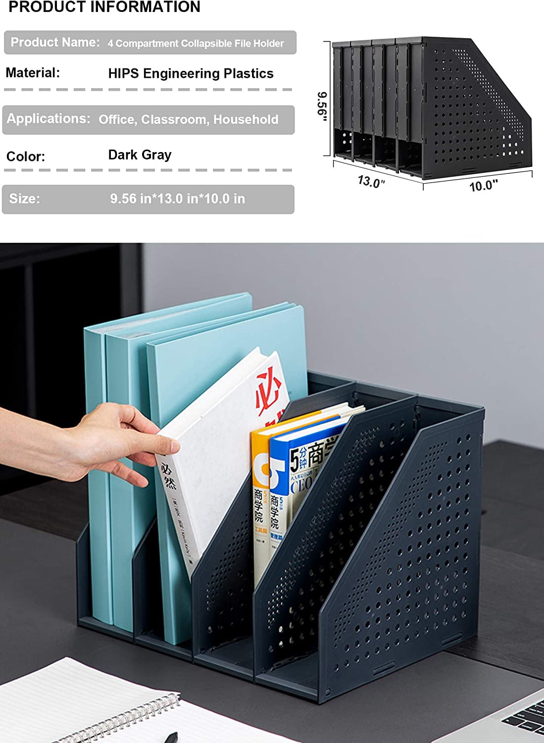 OPVM-Collapsible Magazine File Holder/Desk Organizer for Office ...