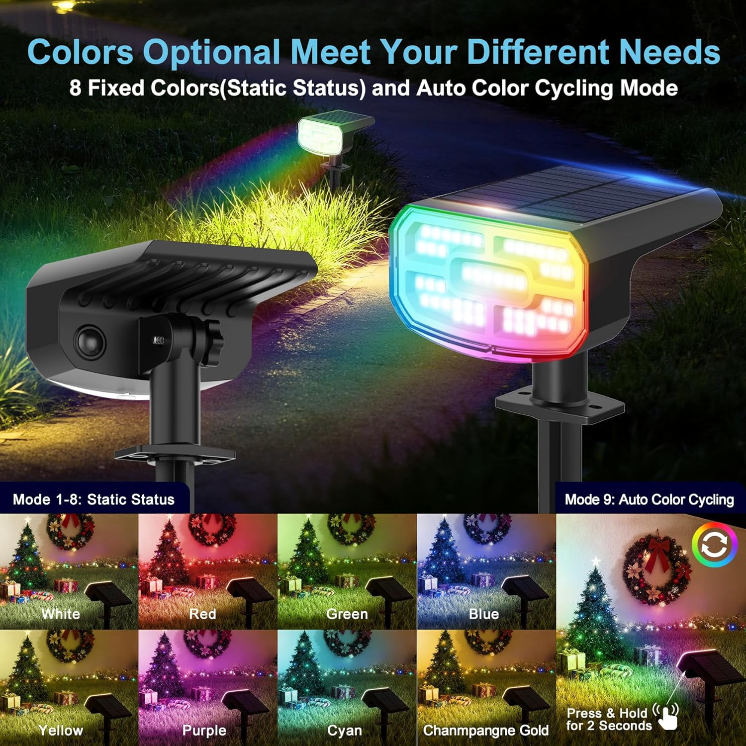 OPVM-Color Changing Solar Spot Lights Outdoor Waterproof IP65,9 ...