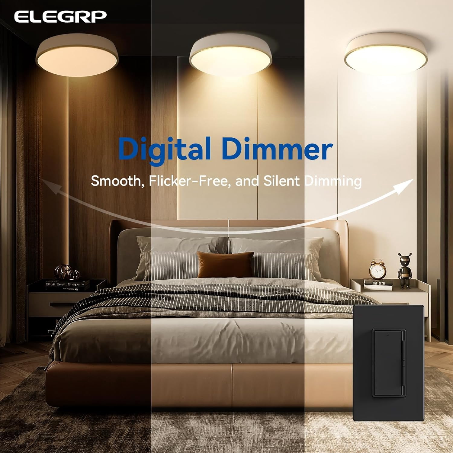 OPVM-Digital Dimmer Light Switch for 300W Dimmable LED/CFL Lights and ...