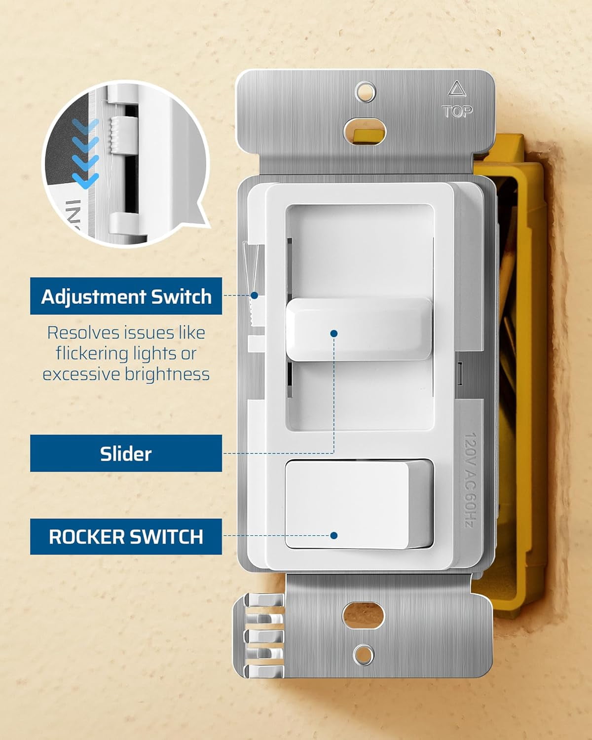 OPVM-Dimmer Switch for LED Lights, 600W Incandescent/Halogen and 150W ...
