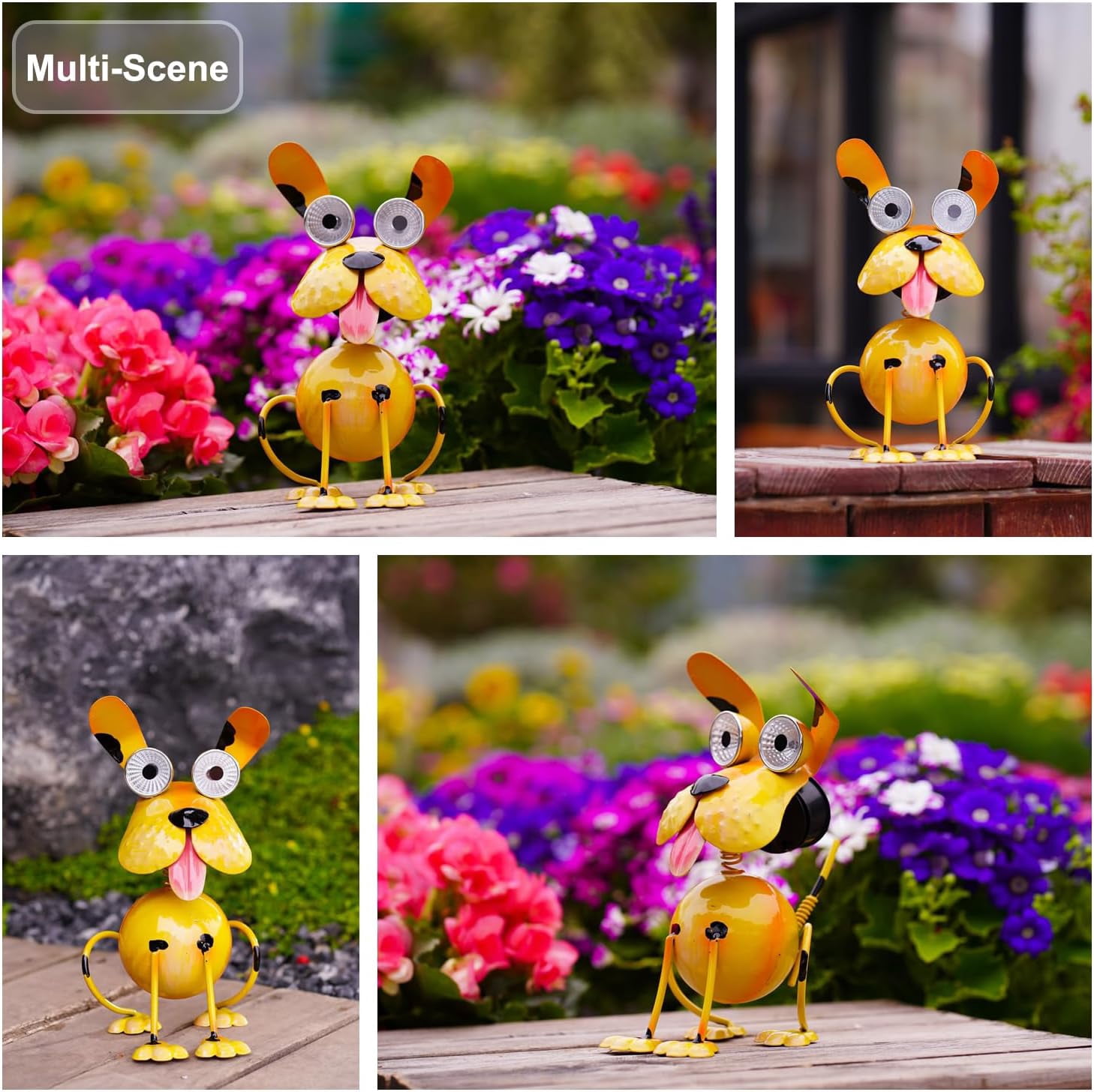 OPVM-Dog Solar Lights Outdoor,Yard Art Metal Dog Statues,Outdoor Funny ...