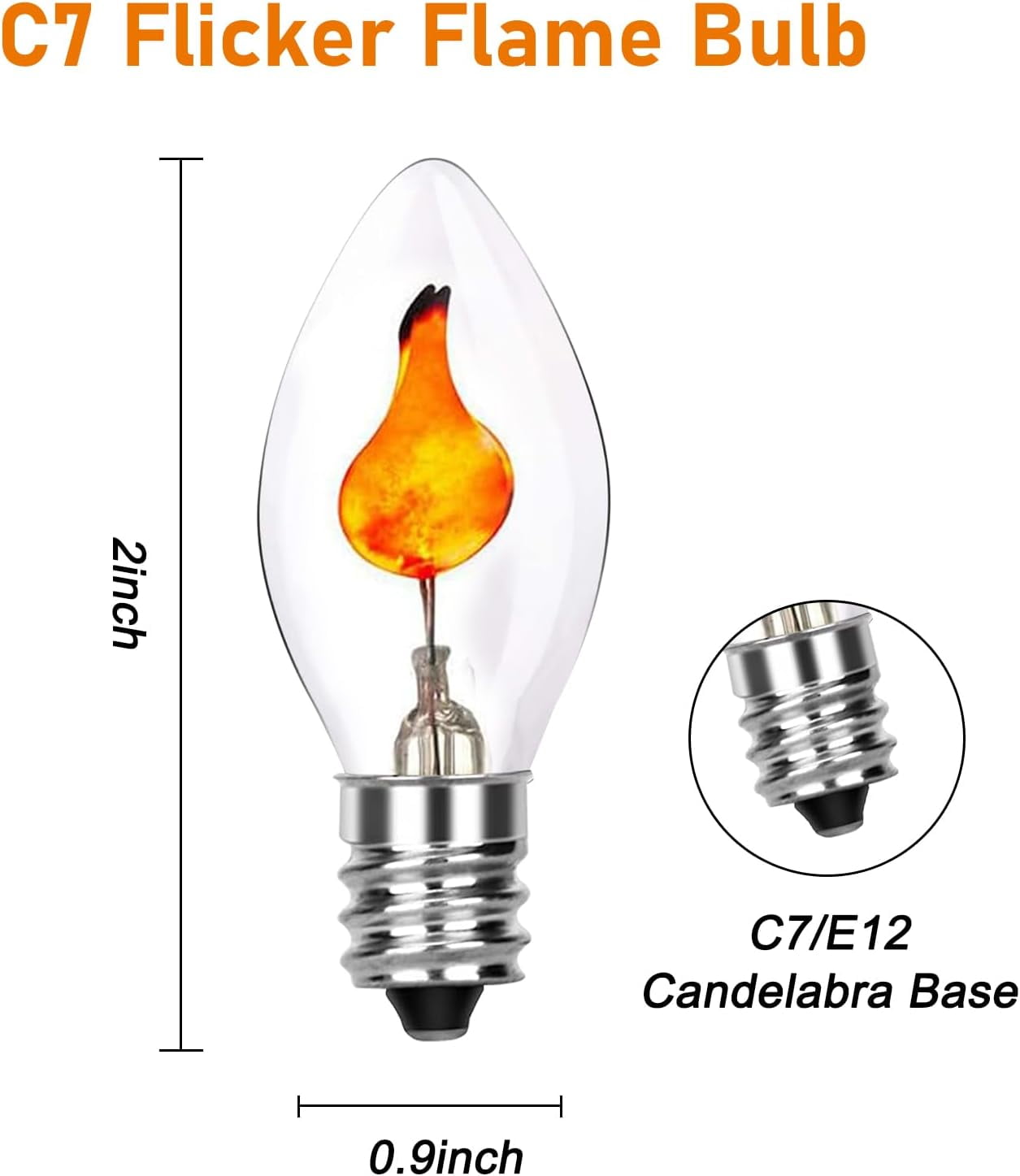 OPVM-E12 Flickering Flame Light Bulbs, 25-Pack Faux Flame Light Bulbs ...