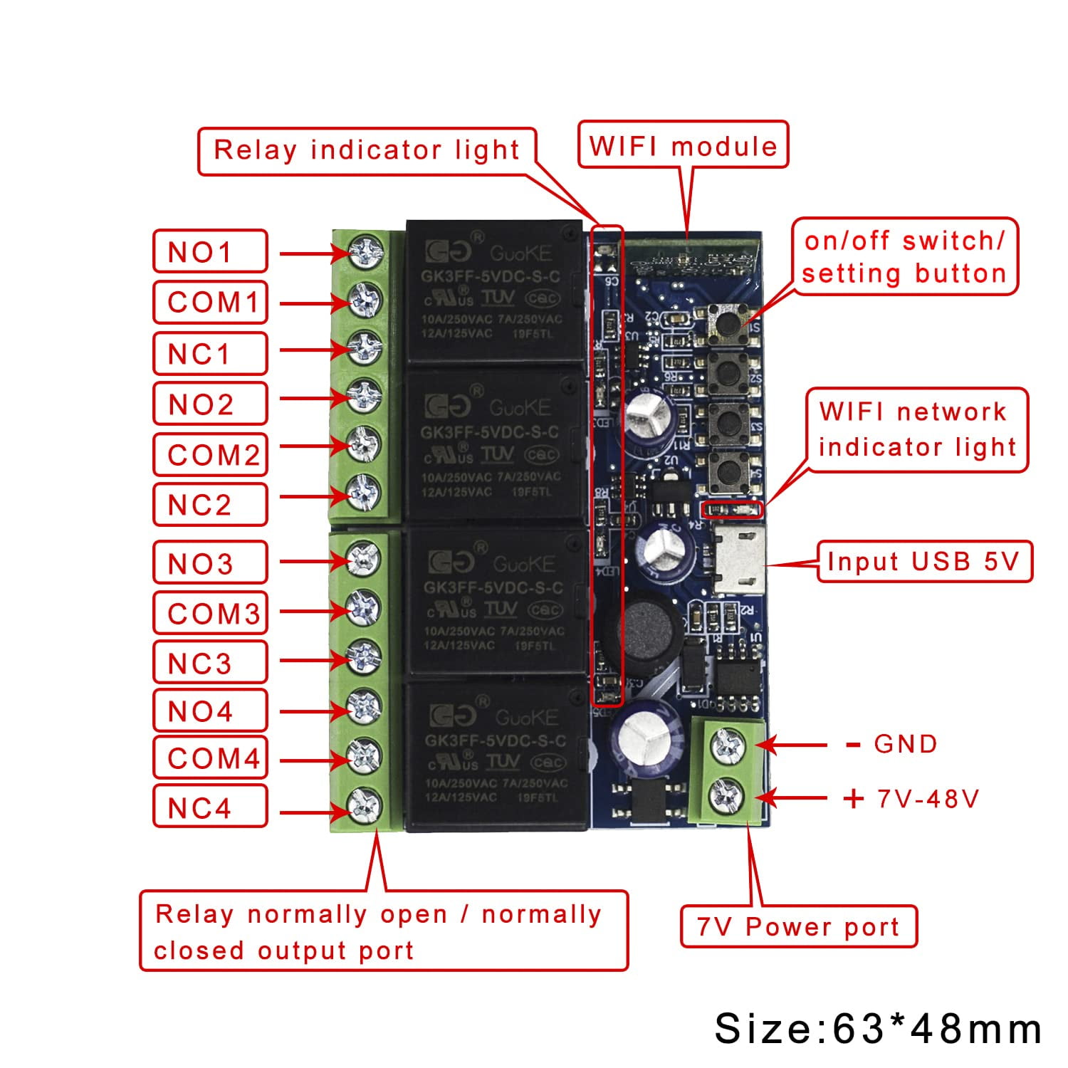 OPVM-Ewelink WiFi Wireless Smart Relay Module USB 5v 4 Channel Inching ...