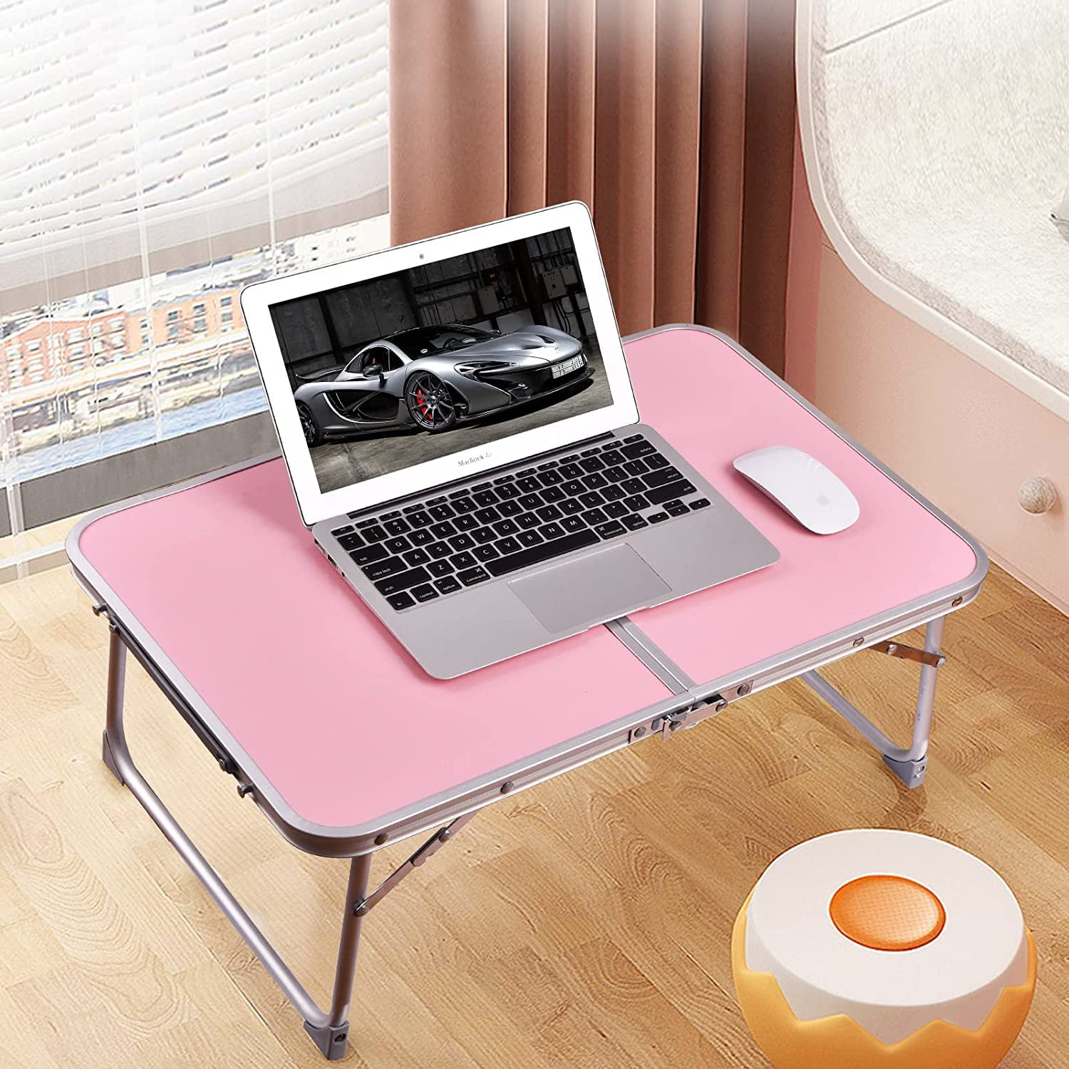 OPVM-Foldable Laptop and Bed Table with Storage, Portable Mini Lap Desk ...