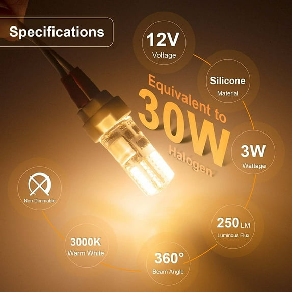 OPVM-G4 3W Bi-pin LED Bulb, 30W T3 Halogen Bulb Equivalent, AC/DC 12V ...