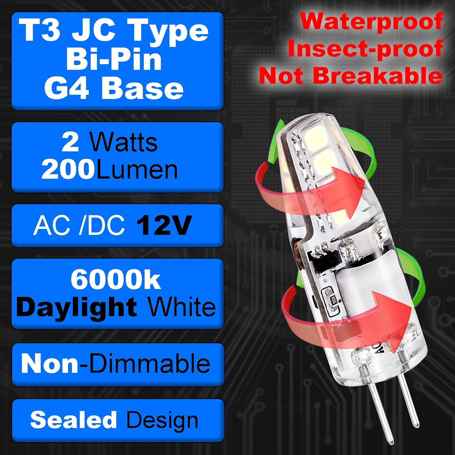 OPVM-G4 LED Bulb RV Camper Replacement 2W Equivalent 10W-20W T3 Halogen ...