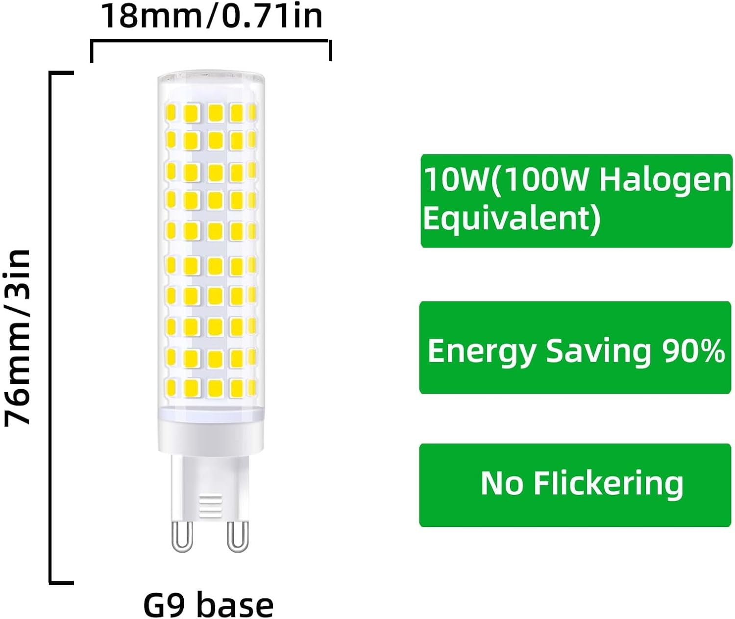 OPVM-G9 Led Light Bulb 100W Halogen Equivalent 1100 Lumen AC 120V 10W ...