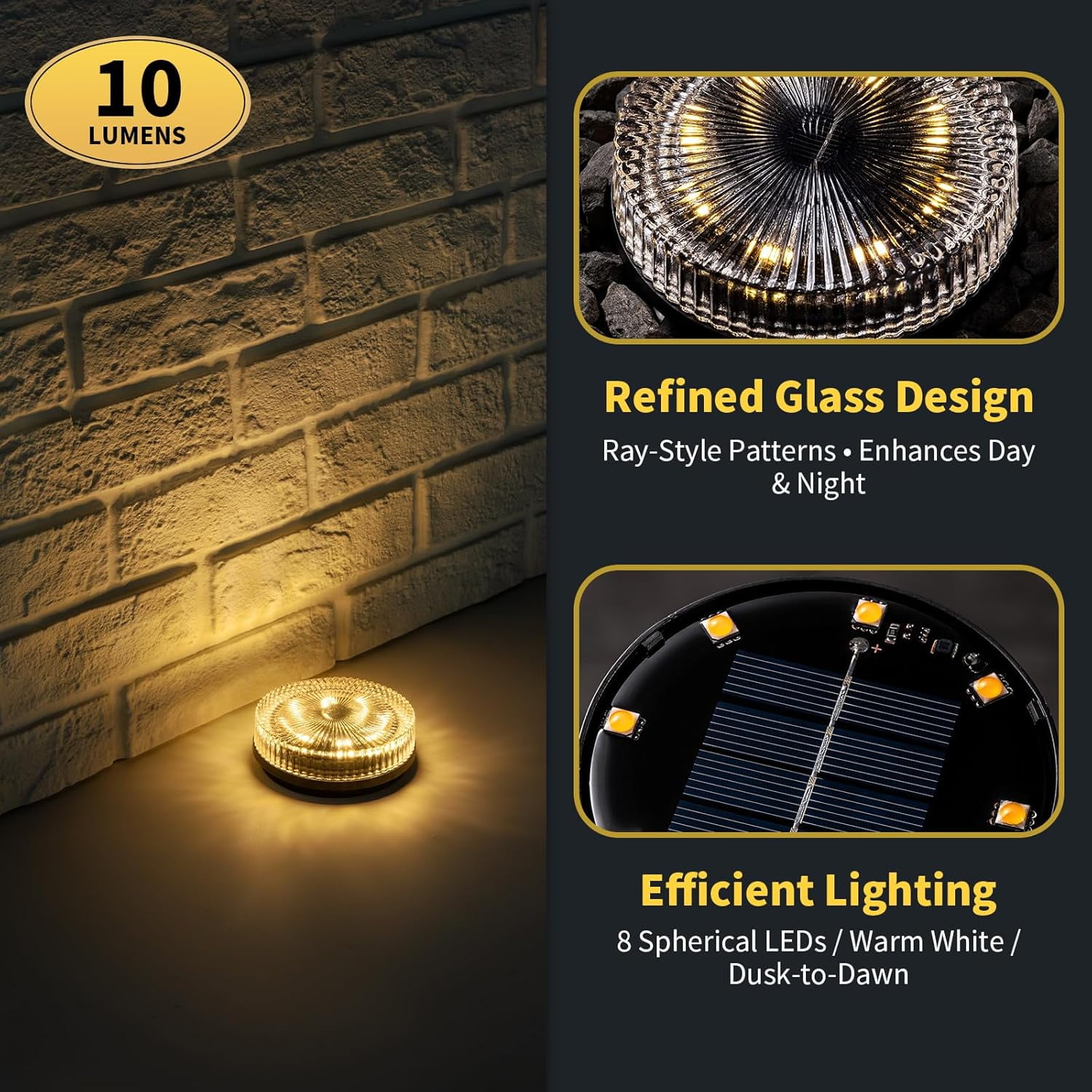 OPVM-Glass Solar Ground Lights with Ray Style, Modular-Design ...
