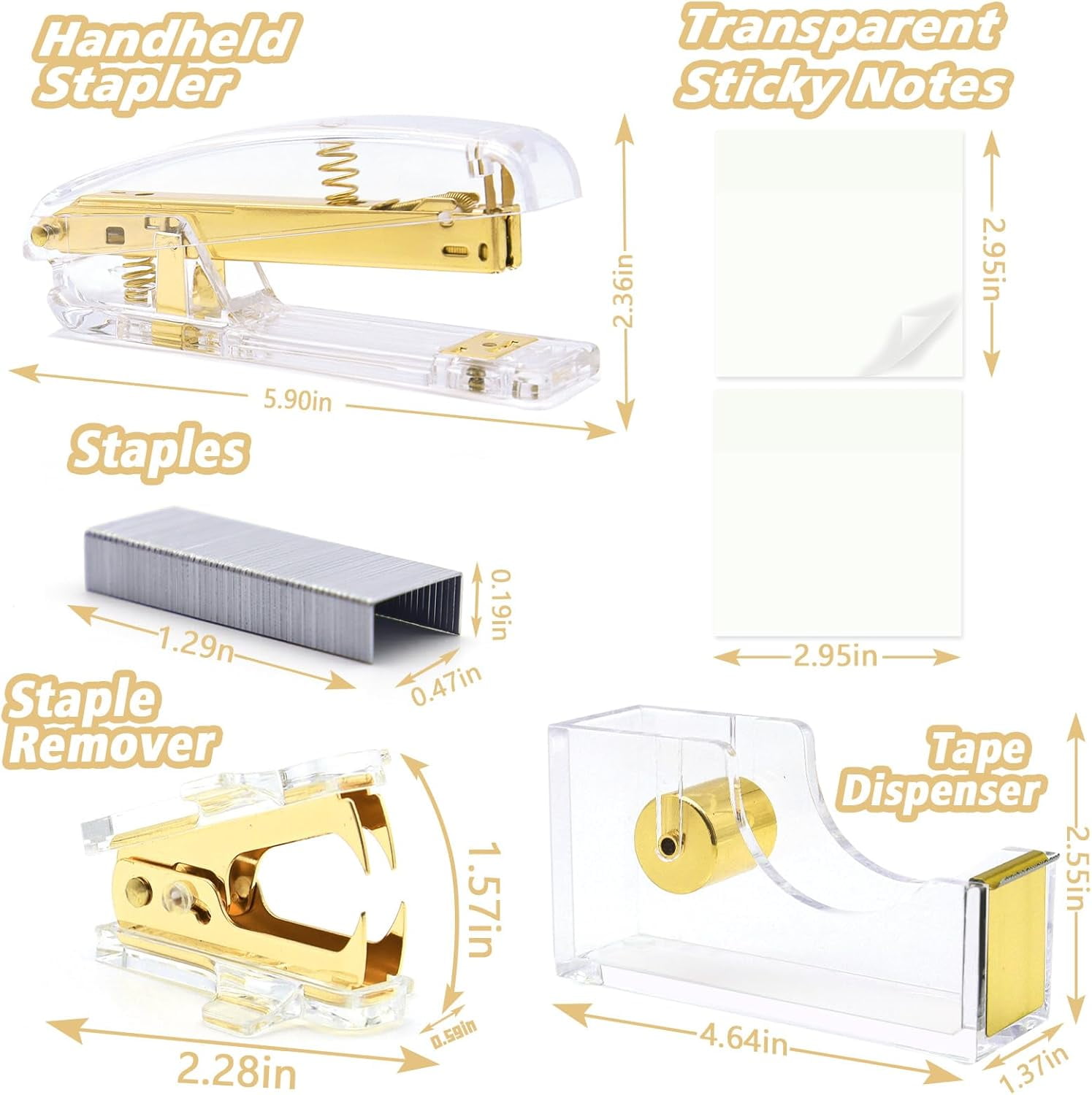 OPVM-Gold Office Supplies, Gold Desk Accessories,Stapler and Tape ...