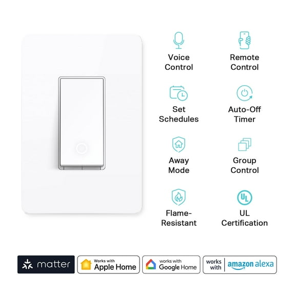 OPVM-Kasa Matter Smart Light Switch: Voice Control w/Siri, Alexa ...