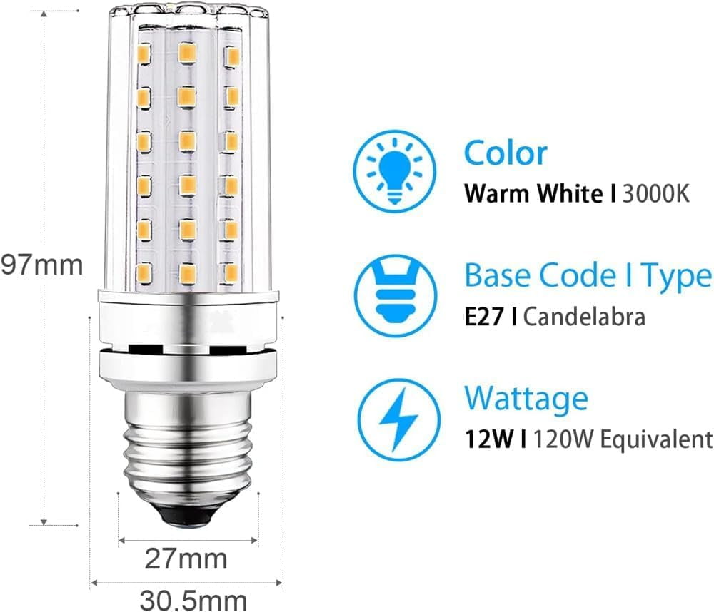 OPVM-LED Corn Light Bulb 120W Equivalent 1200 Lumen 12W E26/E27 Base ...