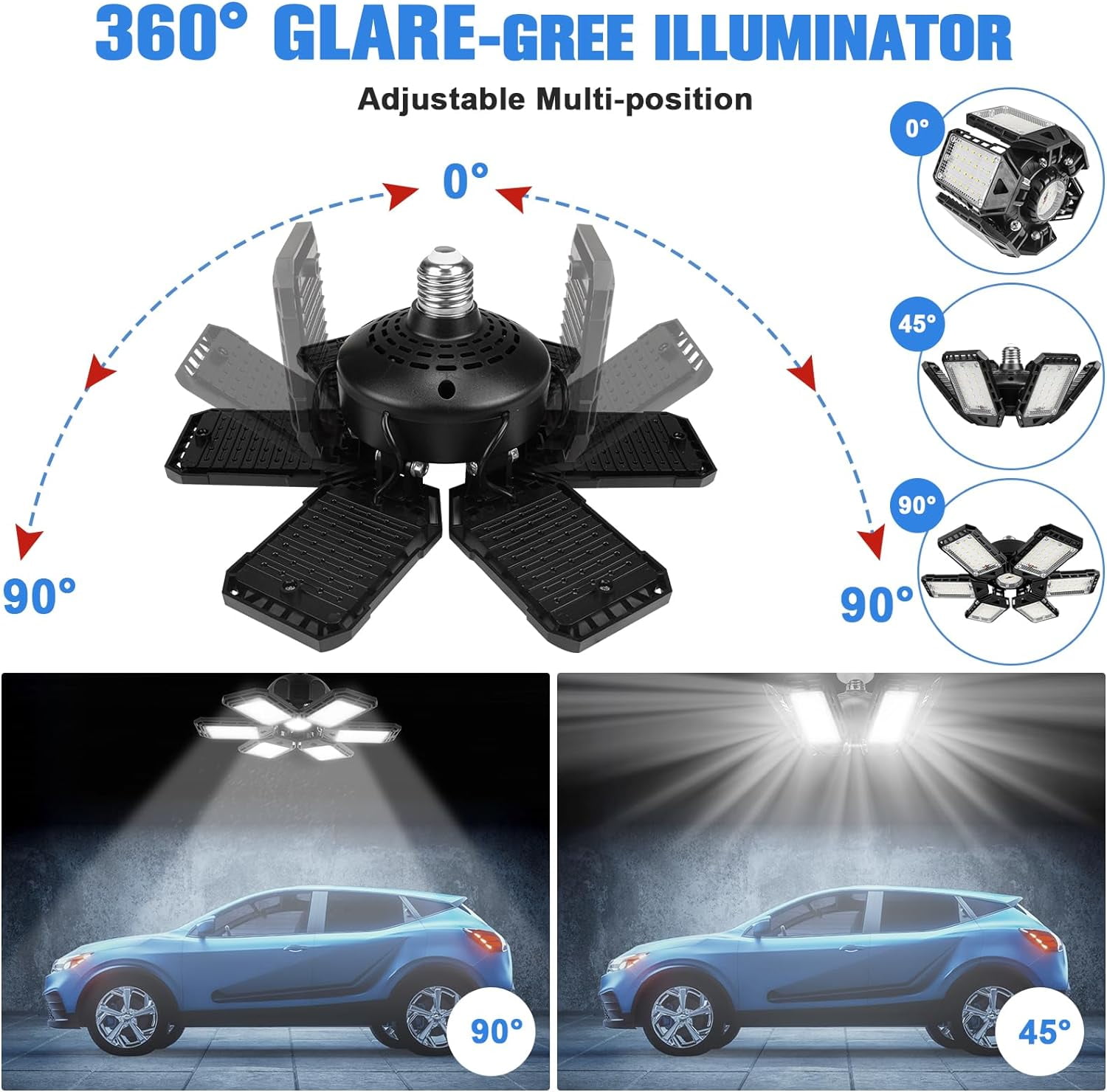 OPVM-LED Garage Lights Bulb 2 Pack 180W 18000LM 6500K Led Shop Light ...