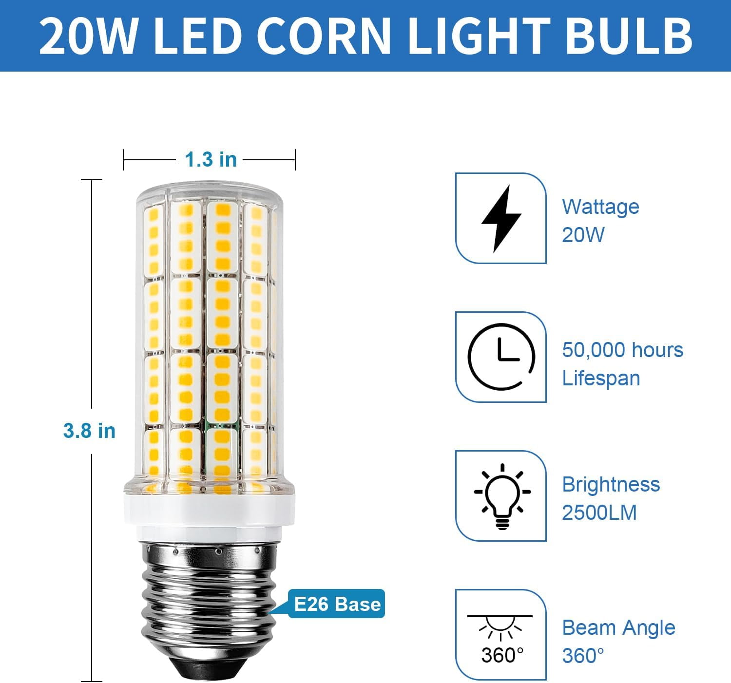 OPVM-LED Light Bulb 2500lumen 200w Equivalent Super Bright 3000K Warm ...