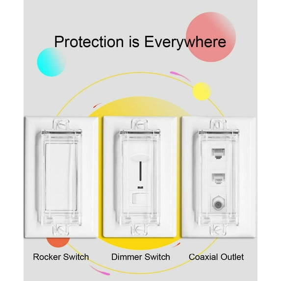 OPVM-Light Switch Guard, Child Proof Rocker Switch Plate Cover Prevents ...