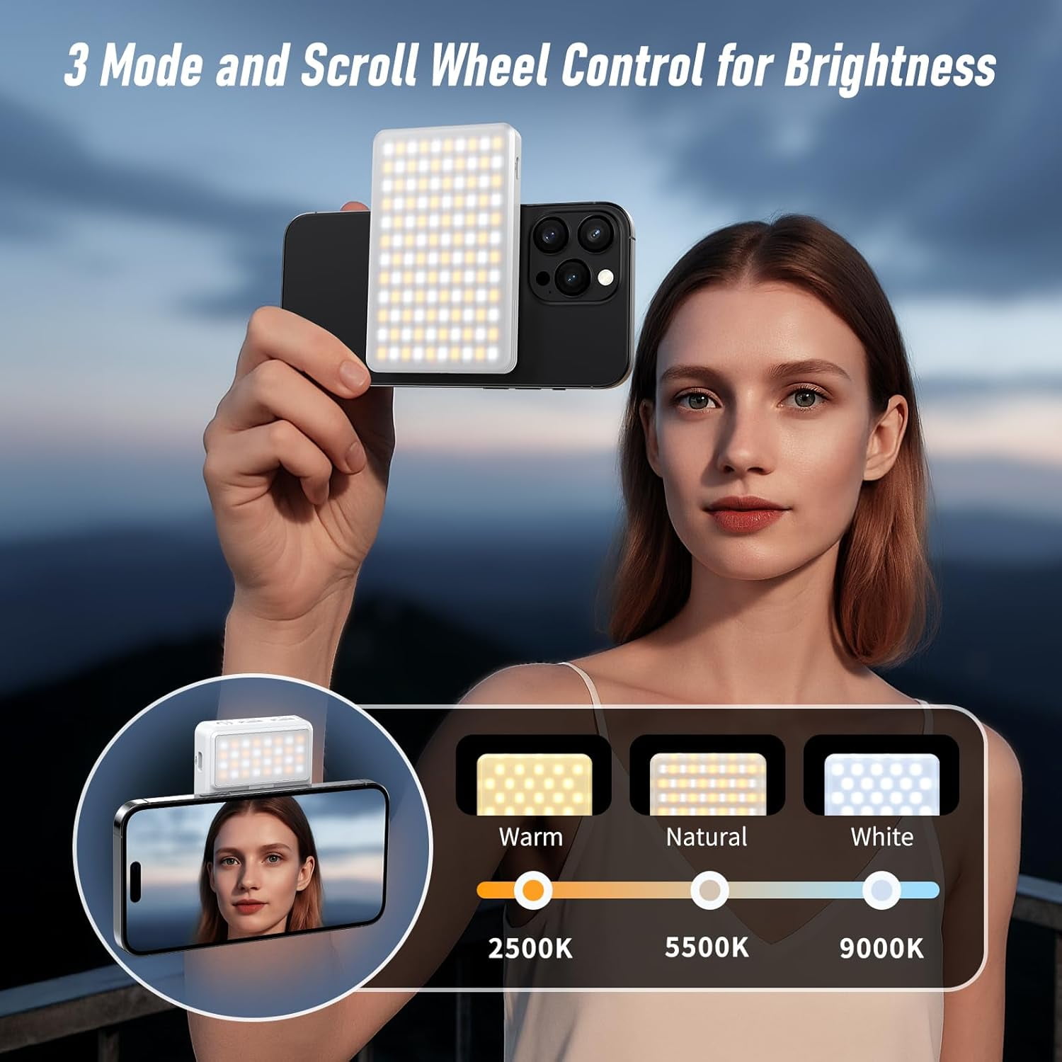 OPVM-Magnet Phone Light, 160 LED Dual Side Selfie Light Compatible with ...