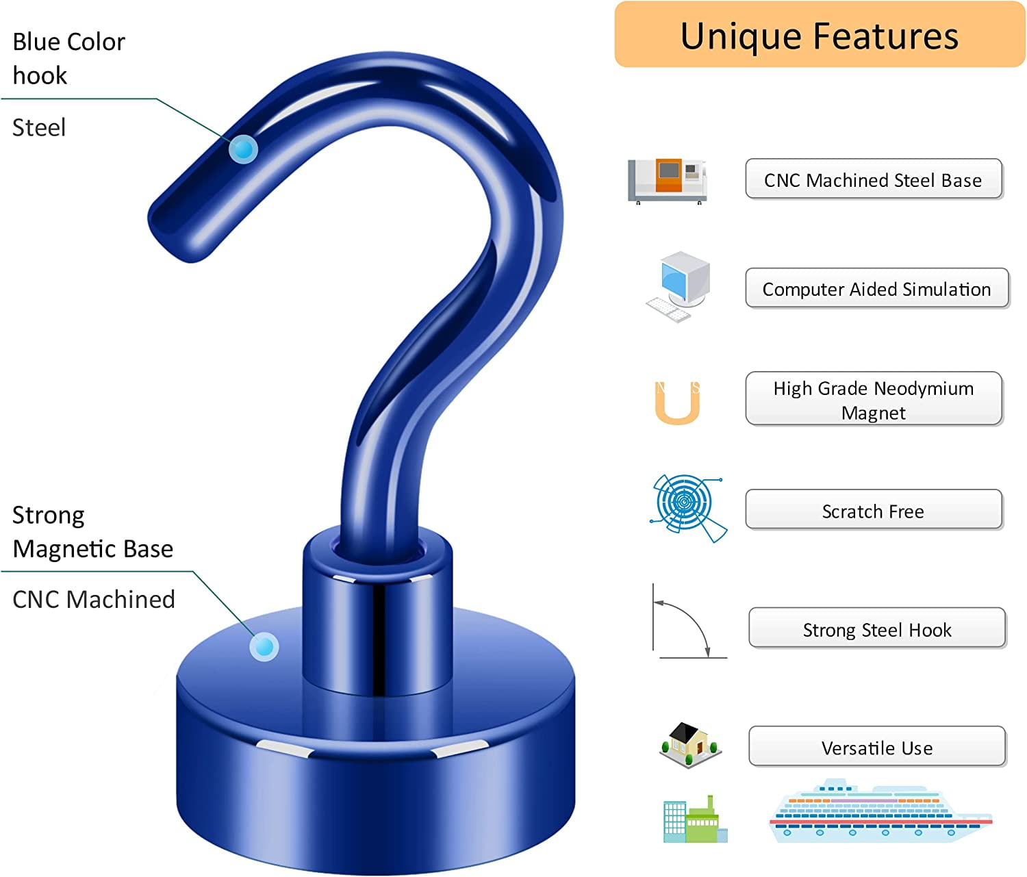 OPVM-Magnetic Hooks, Cruise Ship Essentials, 30lb+ Heavy Duty Magnetic ...